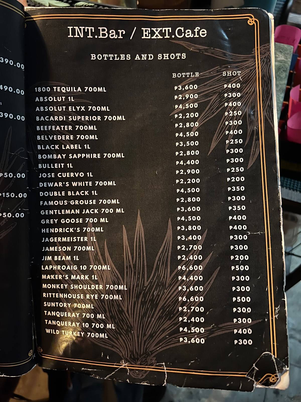 Menu at intbar.extcafe, Quezon City, Cubao Expo