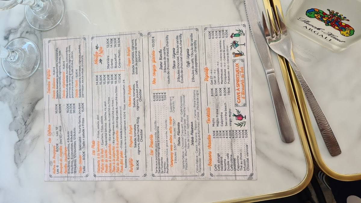Menu au L'ALEXANDRE café, Sète, 2 Quai Léopold Suquet