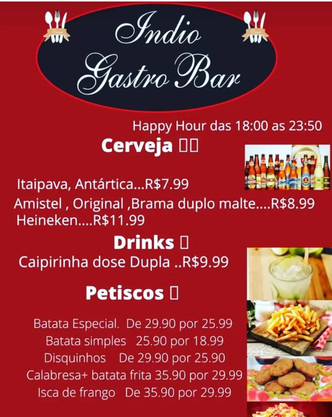Menu at Índio gastro bar, Goiânia