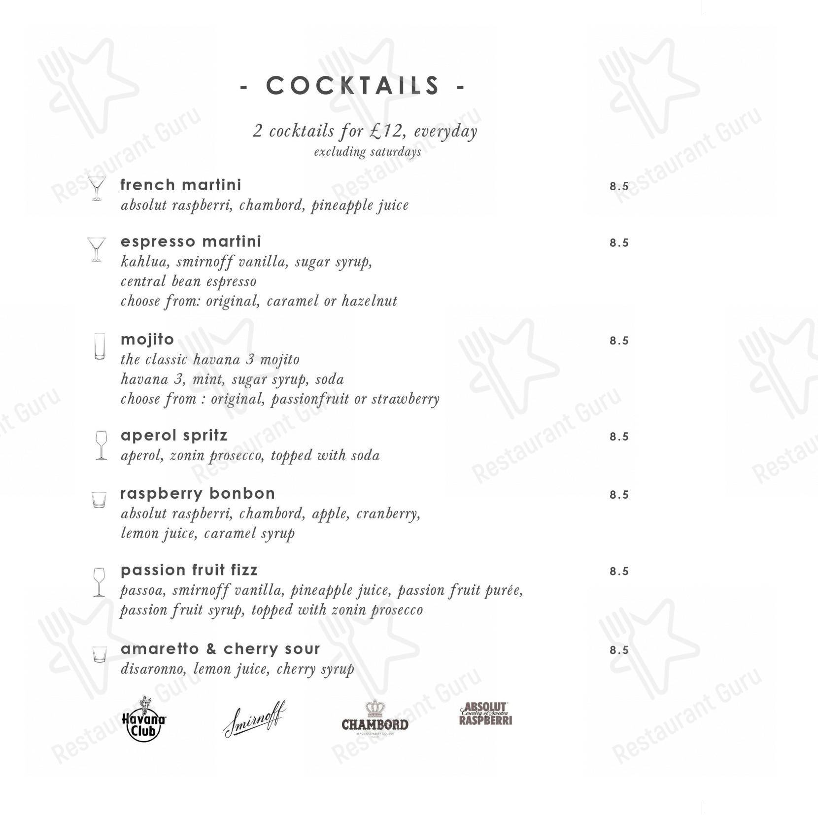 Menu at Barluga, Newcastle upon Tyne, 35 Grey St