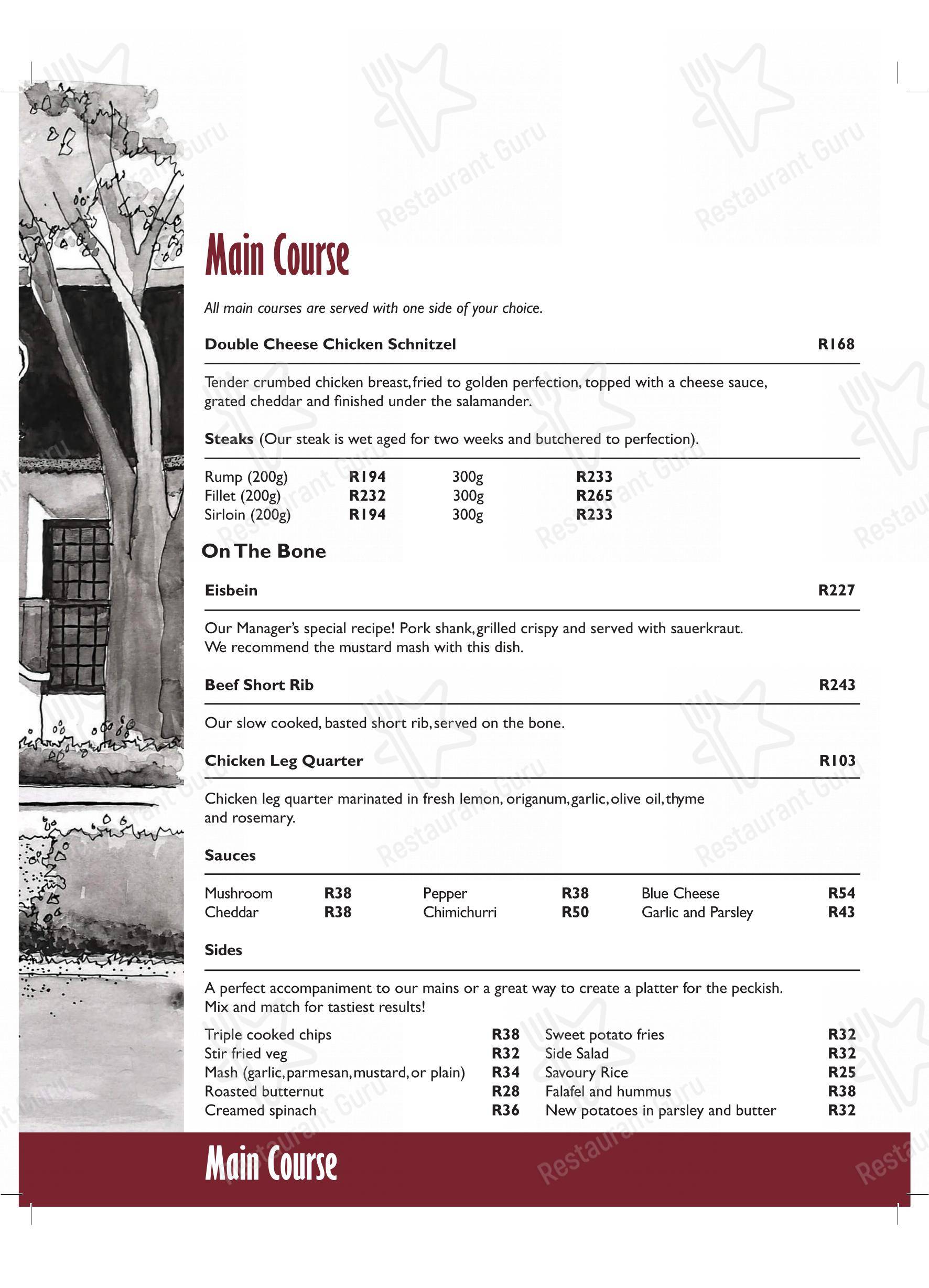 Menu at Carvers Restaurant and Tulbach Pub, Randburg