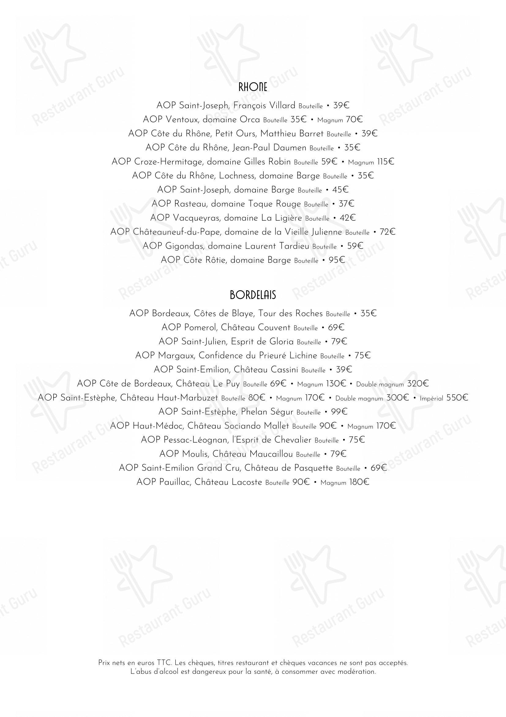 Menu au Colette restaurant, Saint-Coulomb