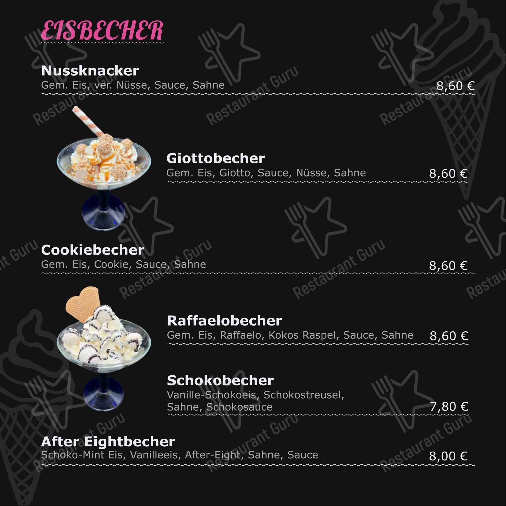 Speisekarte von Eiscafé Rendezvous restaurant, Hille