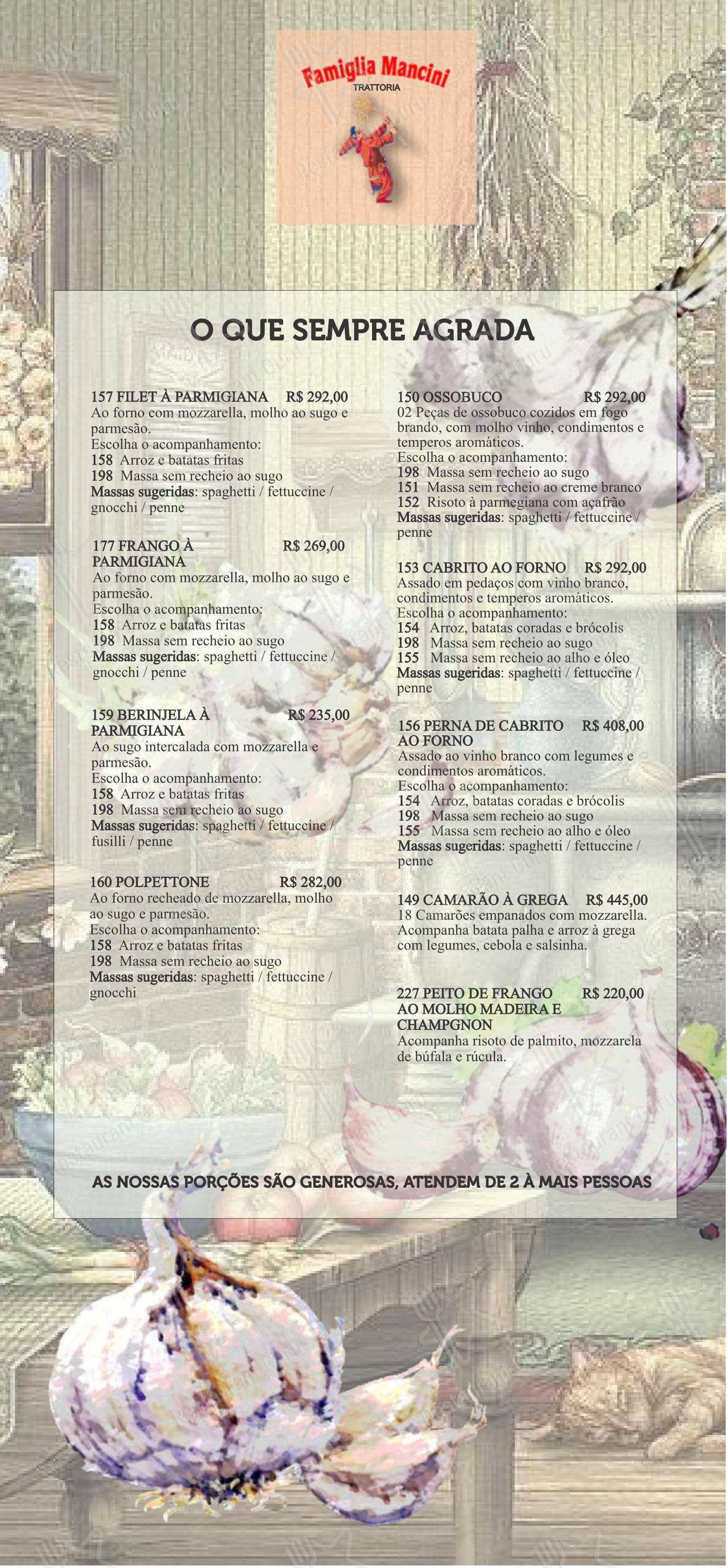 Menu em Famiglia Mancini Trattoria restaurante, São Paulo, Rua Avanhandava