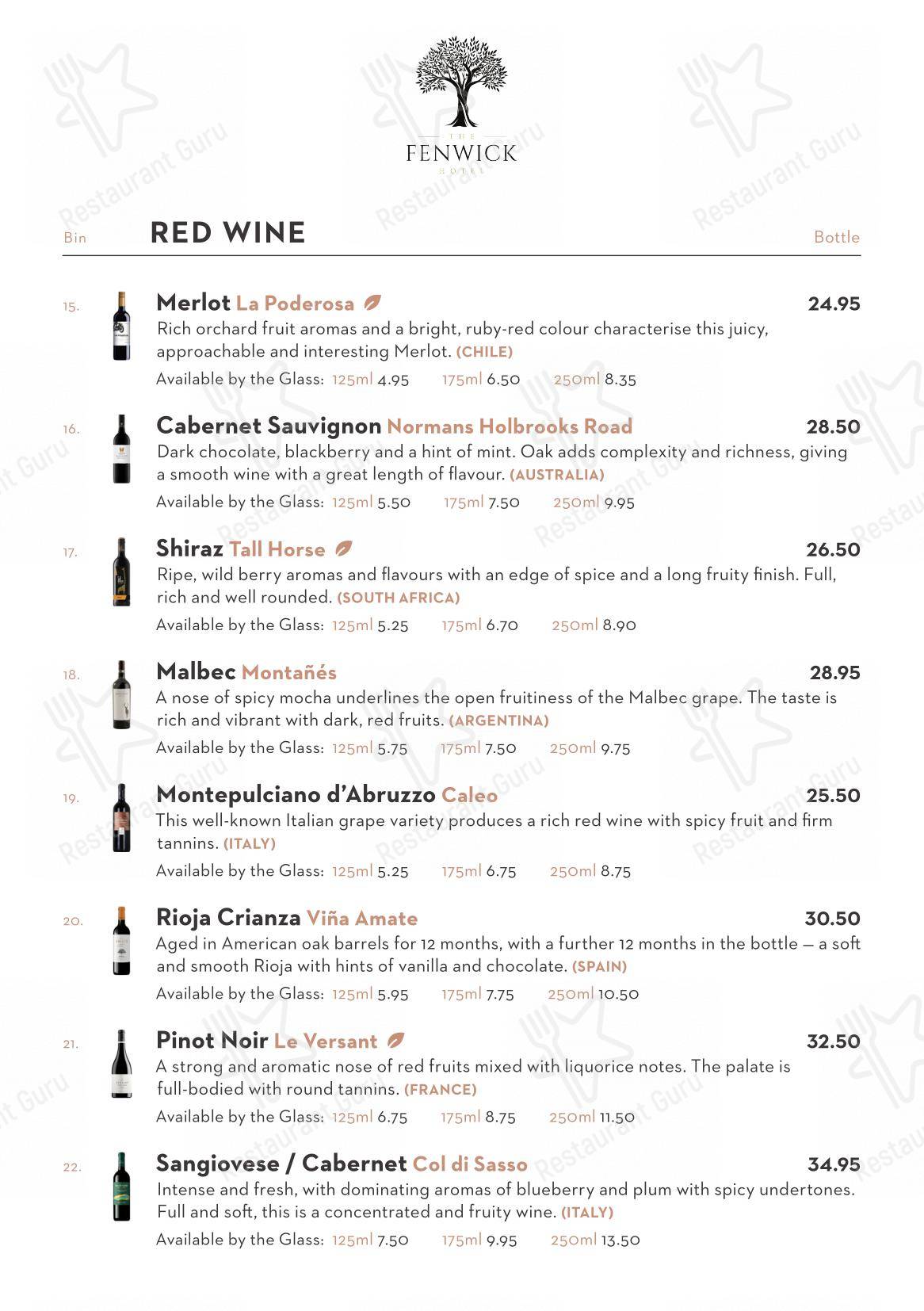 Menu at Fenwick Hotel pub & bar, Fenwick