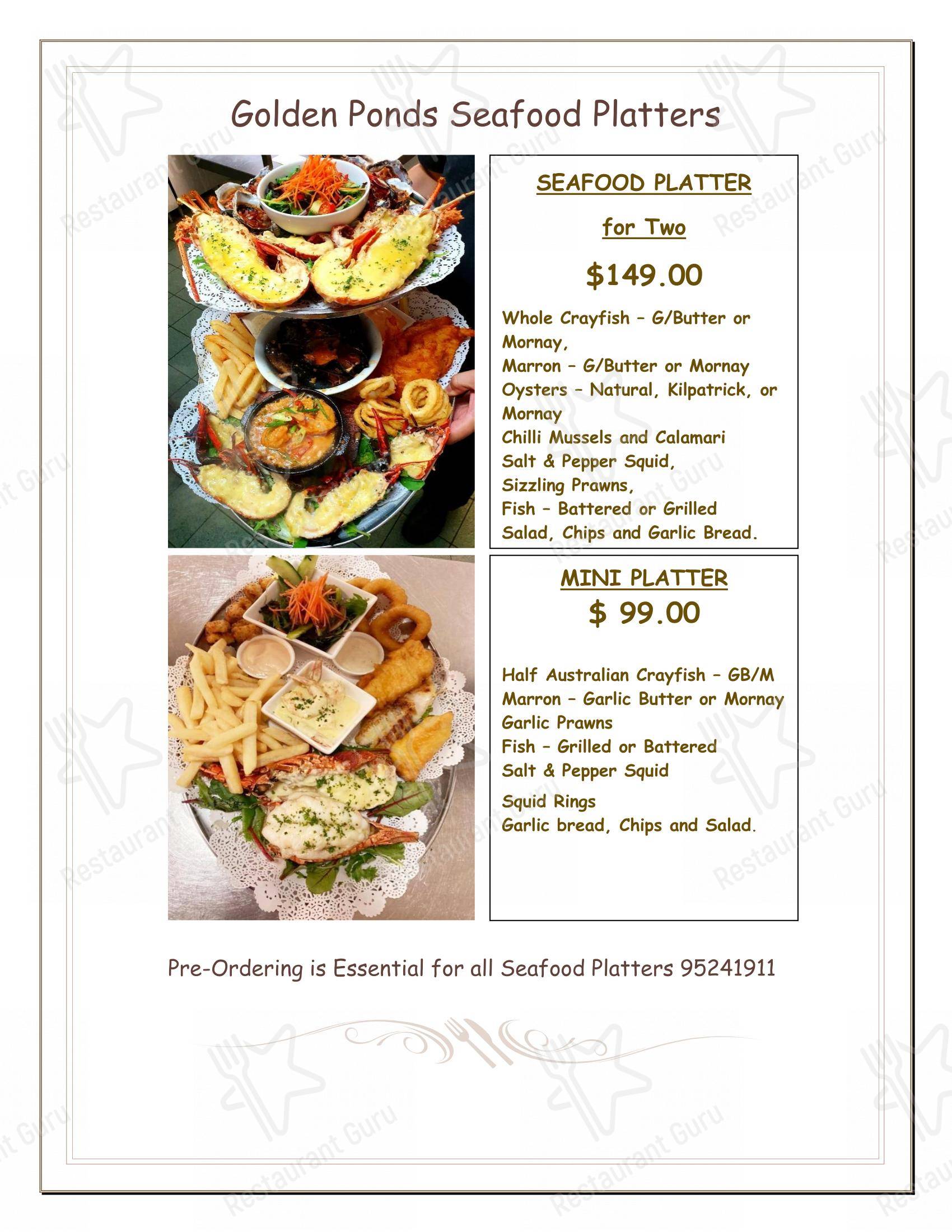 Menu at Golden Ponds pub & bar, Baldivis