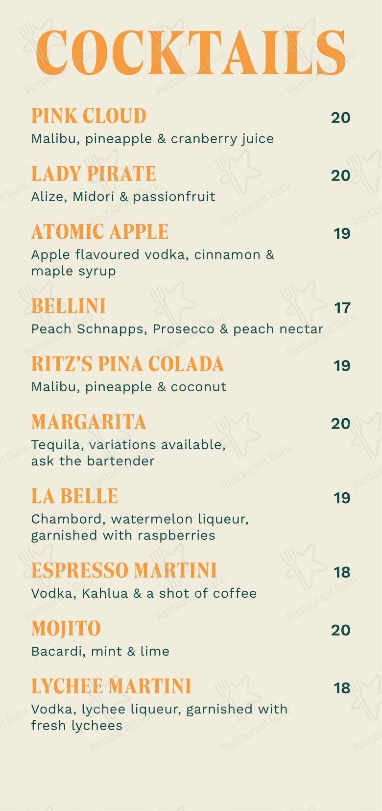 Menu at Hurstville Ritz Hotel pub & bar, Hurstville