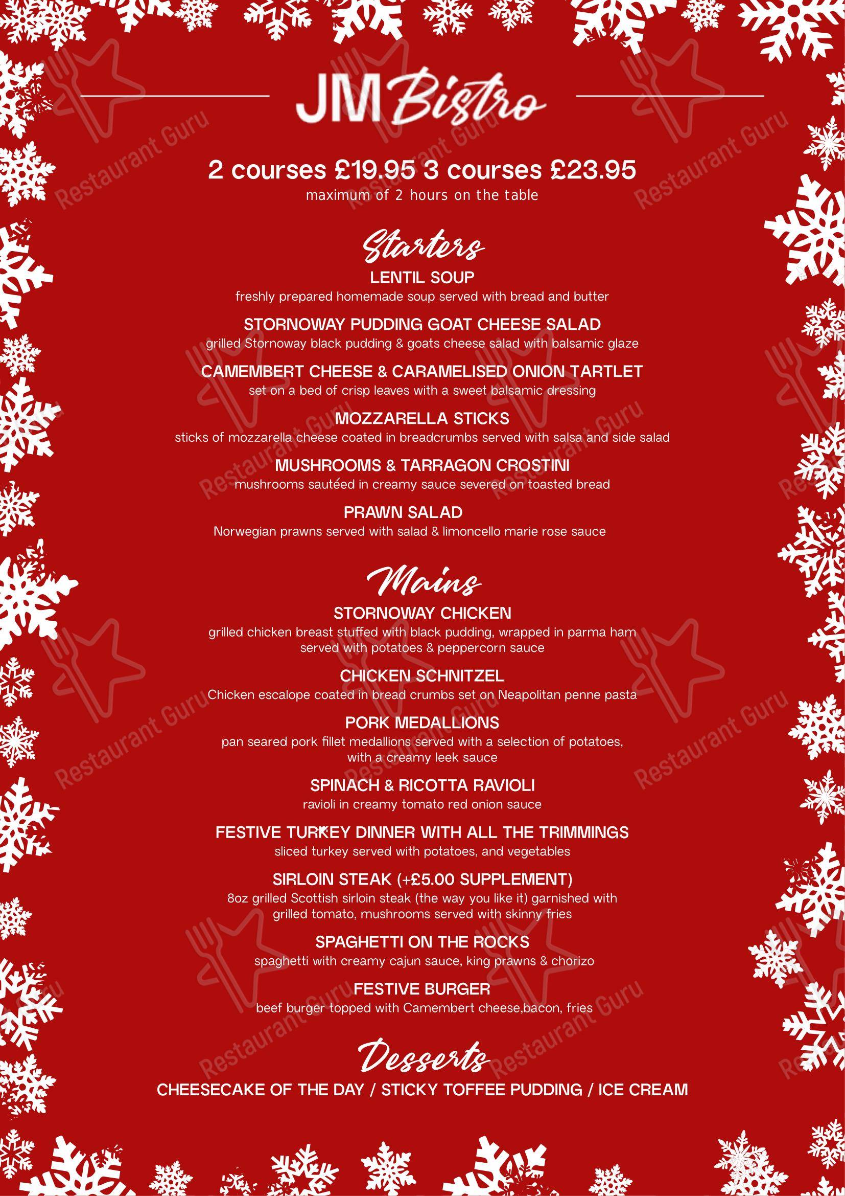 Menu at Jist Misto restaurant, Glasgow