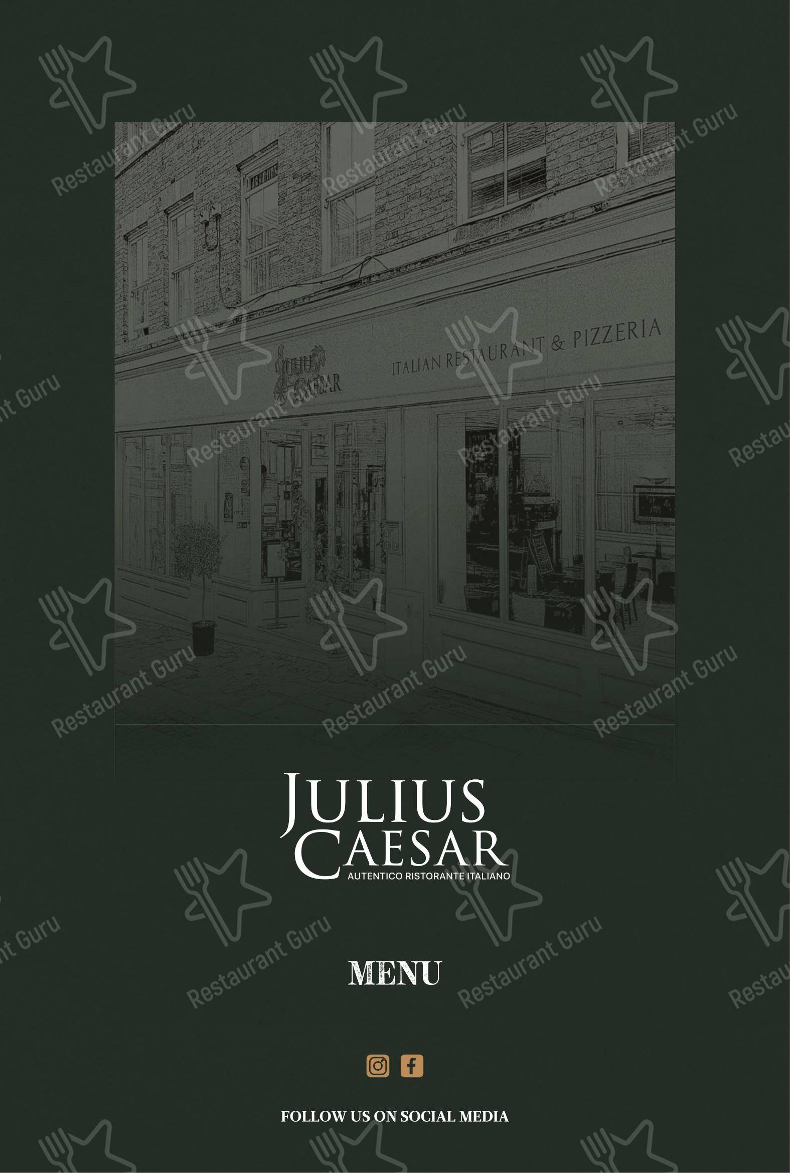 Menu at Julius Caesar Italian Restaurant, Gravesend