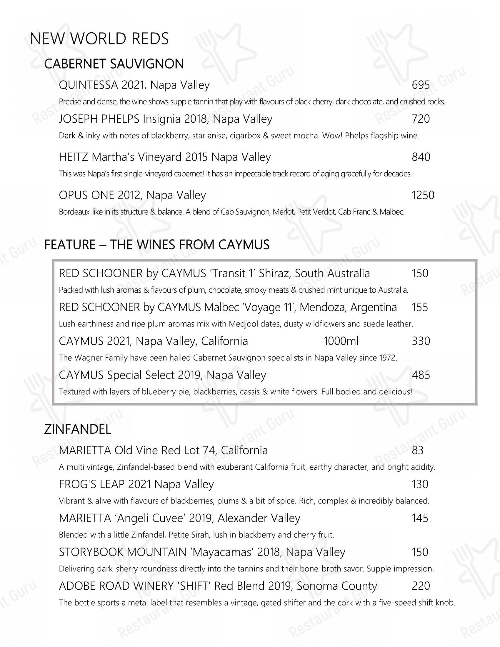 Menu at La Castile steakhouse, Mississauga