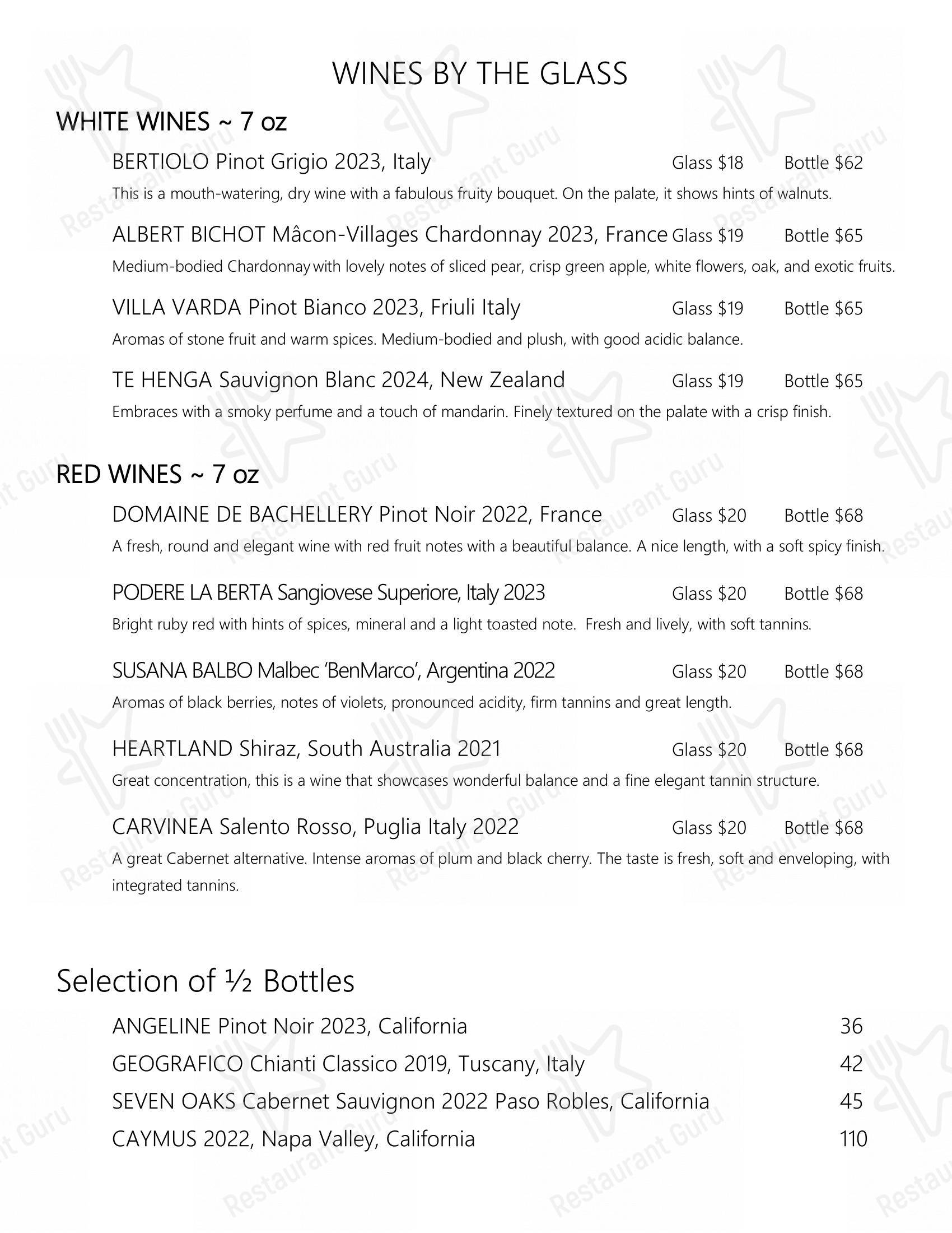Menu at La Castile steakhouse, Mississauga