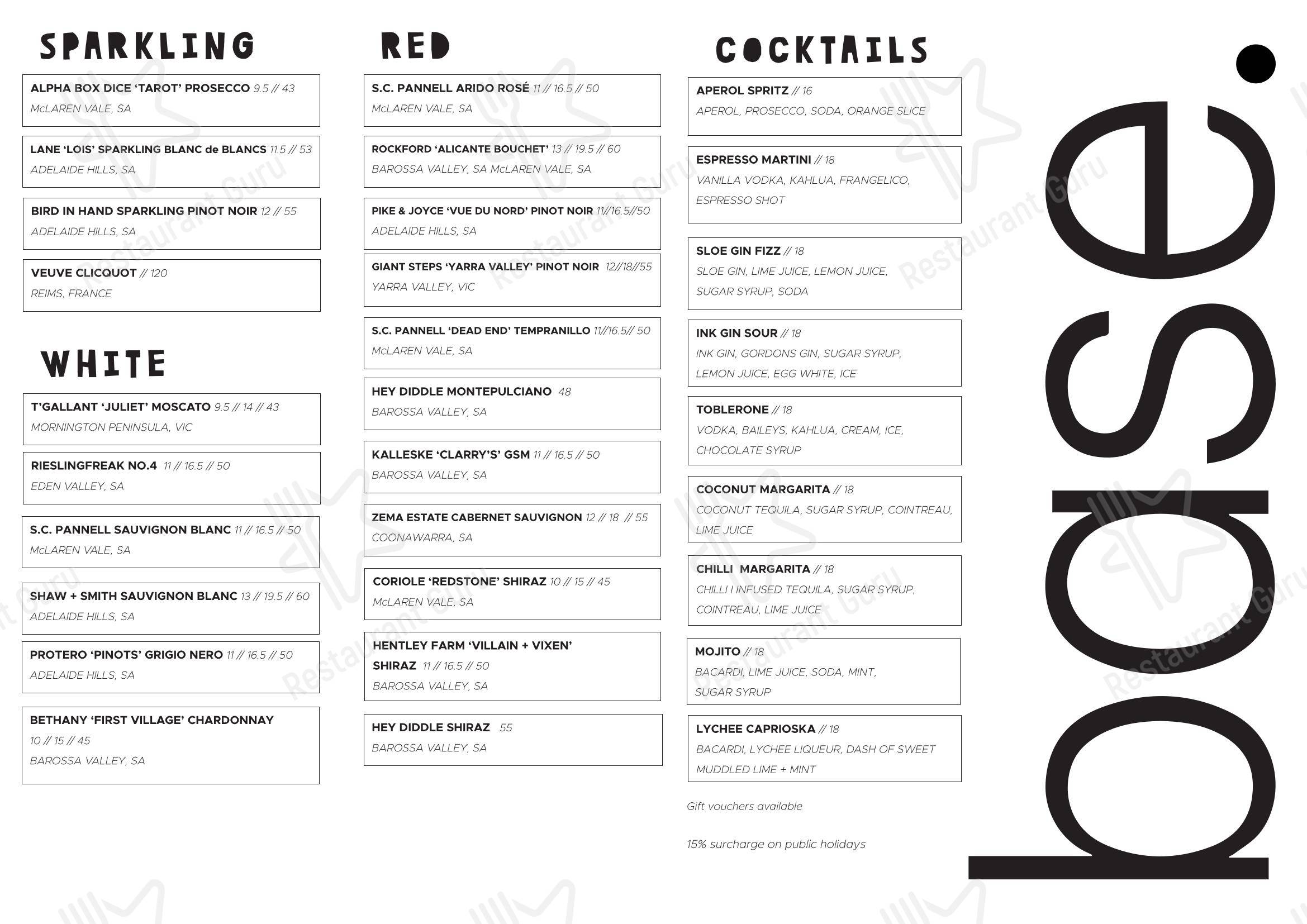 Menu at The Bath Hotel restaurant, Norwood