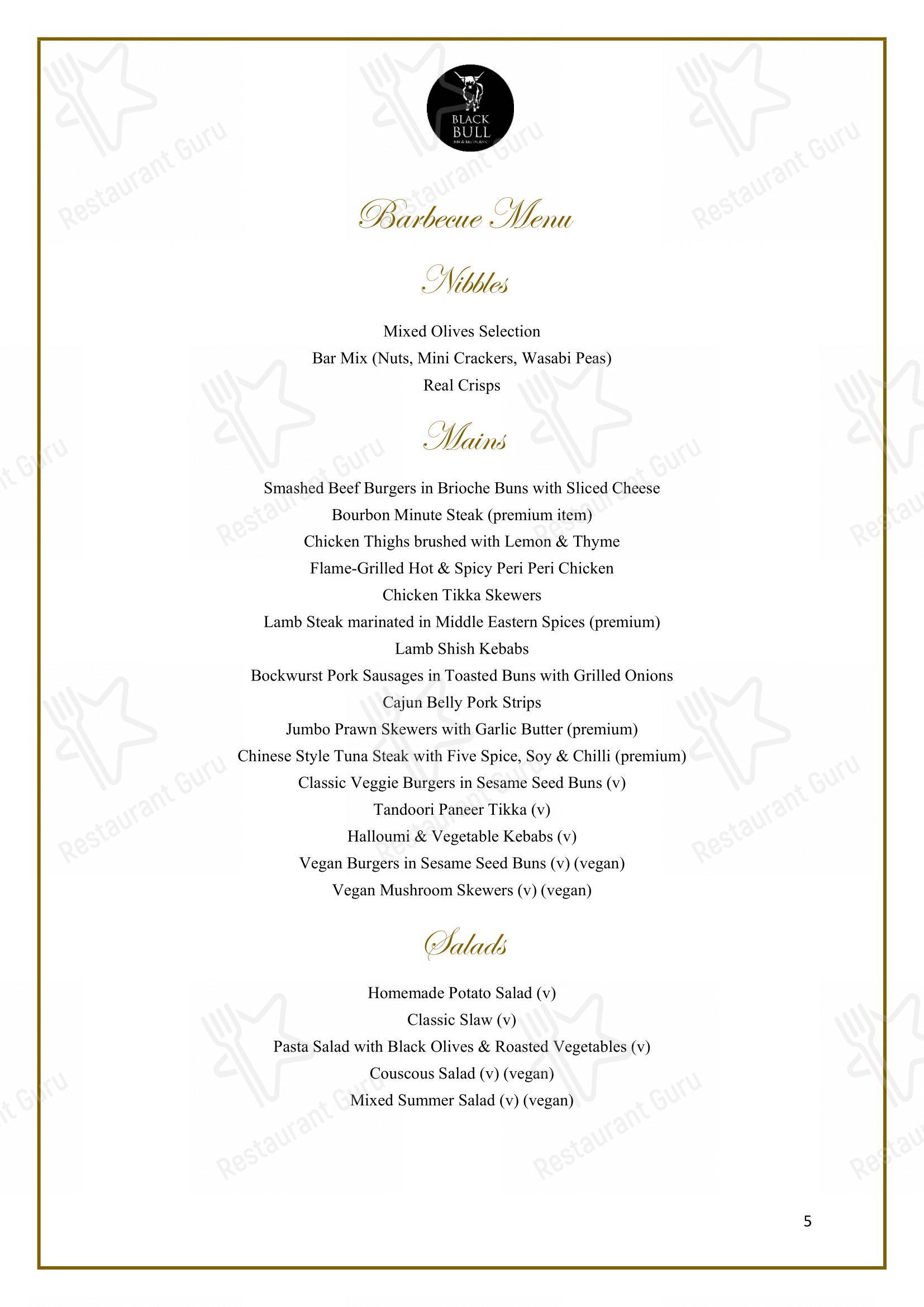 Menu at The Black Bull Inn & Restaurant, Blackburn, Old Langho Rd