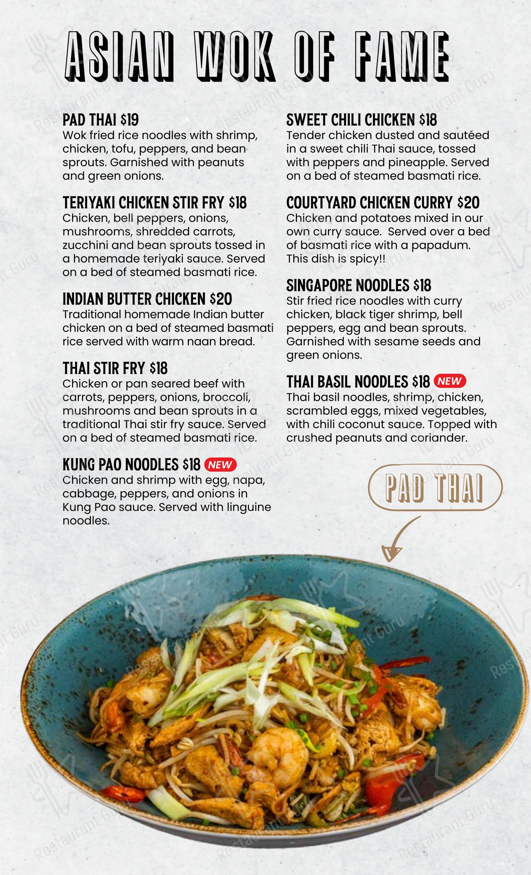 Menu at The Courtyard pub & bar, Courtice