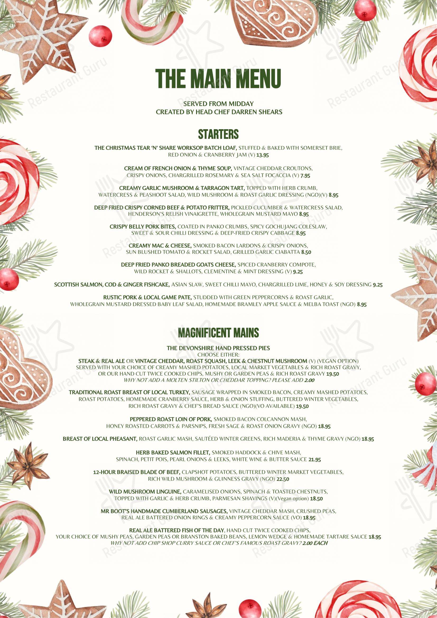 Menu at The Devonshire pub & bar, Nether Langwith, Rectory Rd