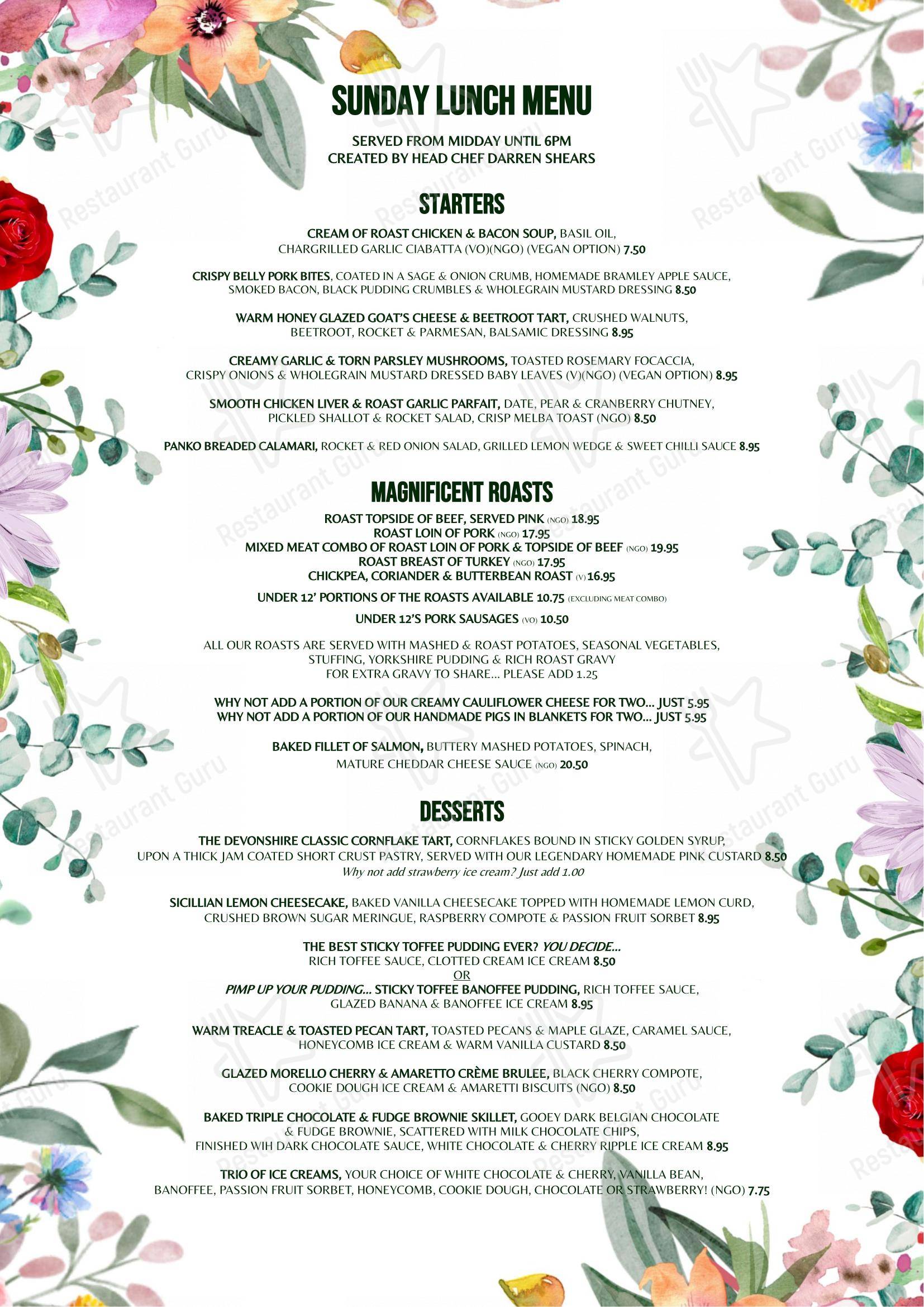 Menu at The Devonshire pub & bar, Nether Langwith, Rectory Rd