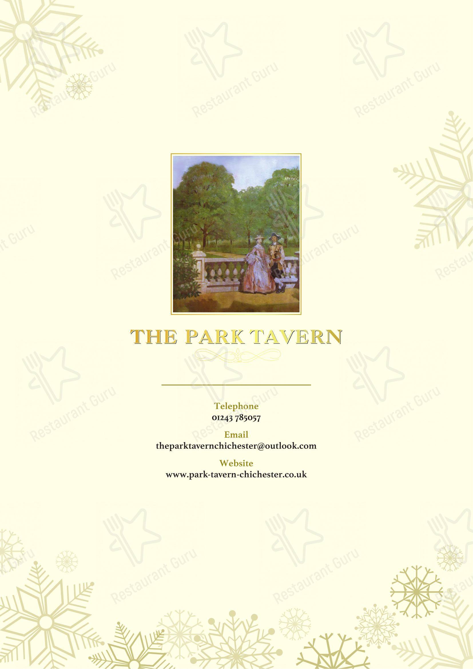 Menu at The Park Tavern pub & bar, Chichester