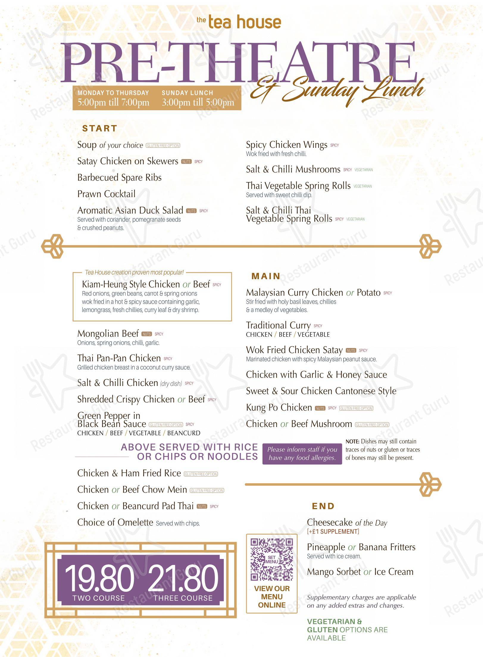 Menu at The Tea House restaurant, Larbert