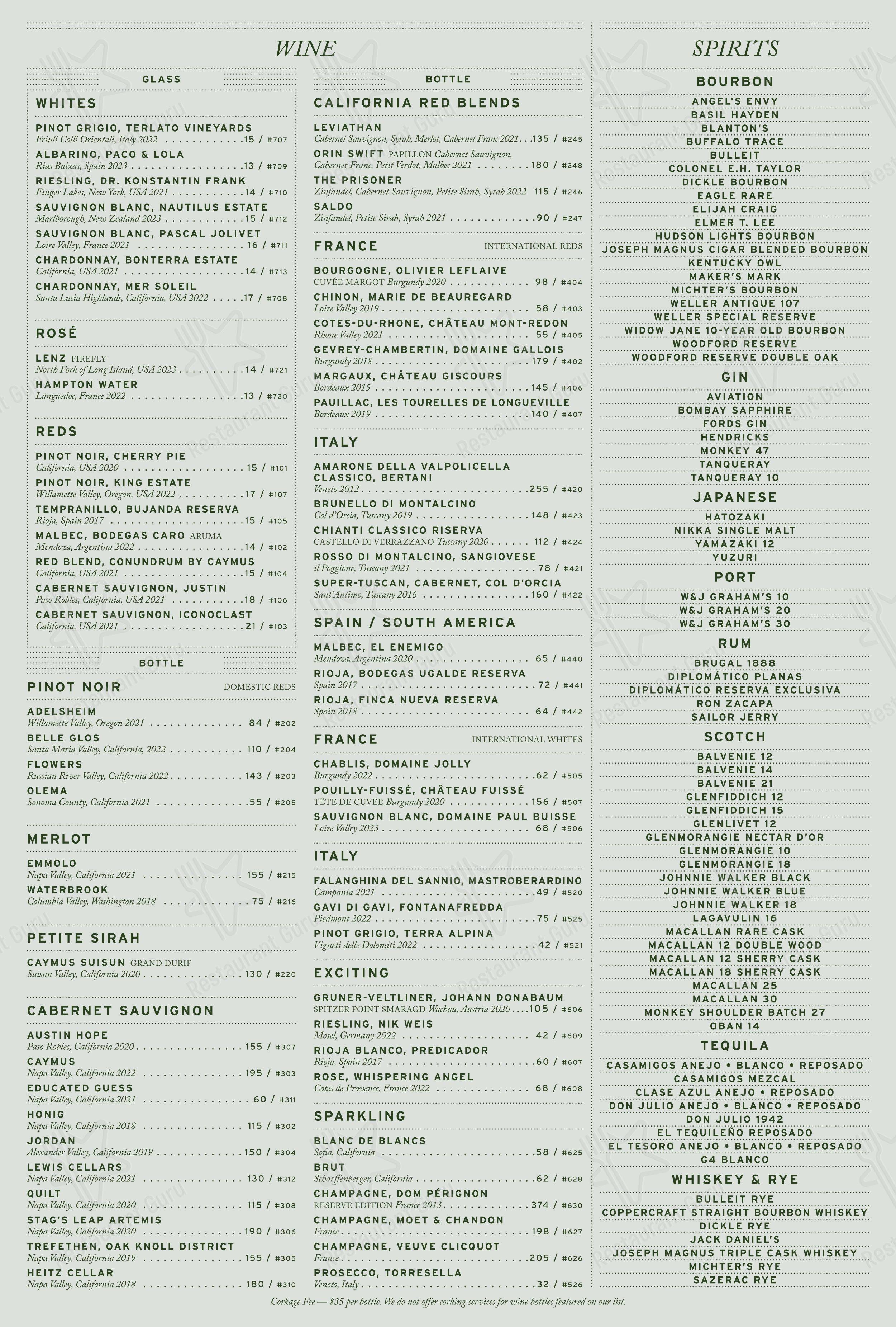 Menu at The Union restaurant, East Meadow