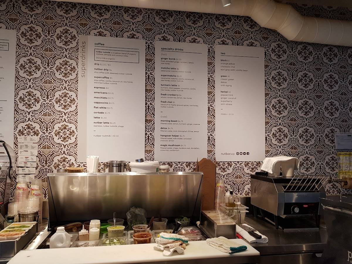 Menu at Nutbar, Toronto, Yonge St