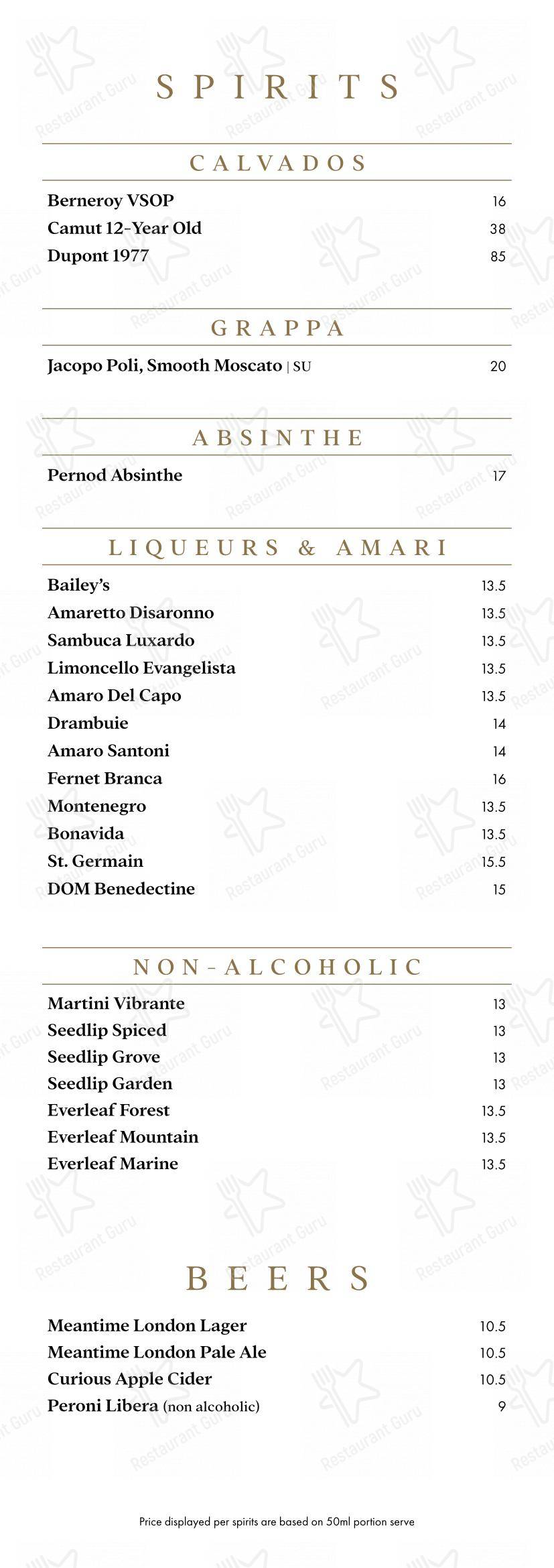Menu at Aqua Shard pub & bar, London, Level 31