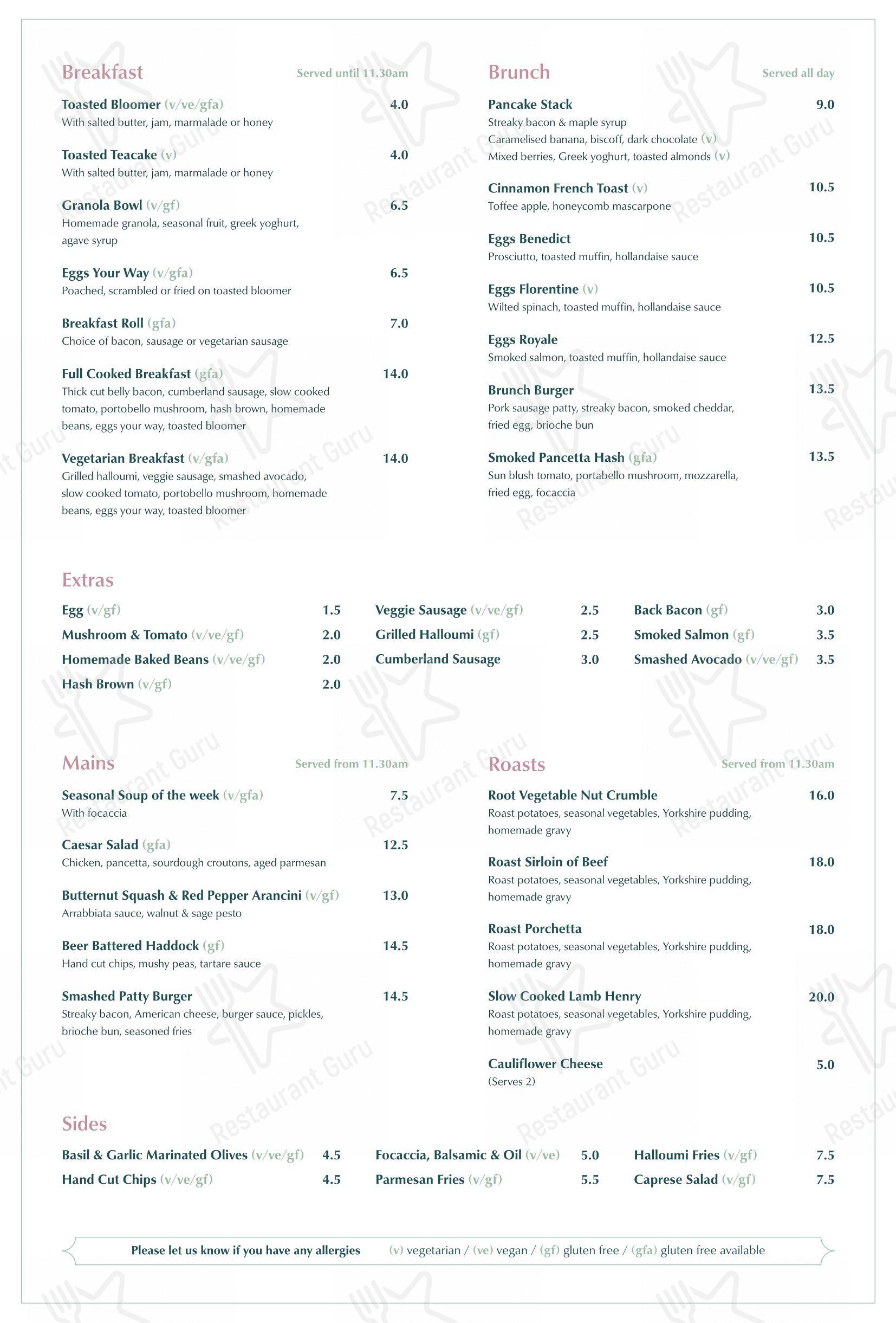 Menu at Arighi Bianchi cafe, Macclesfield, The Silk Rd