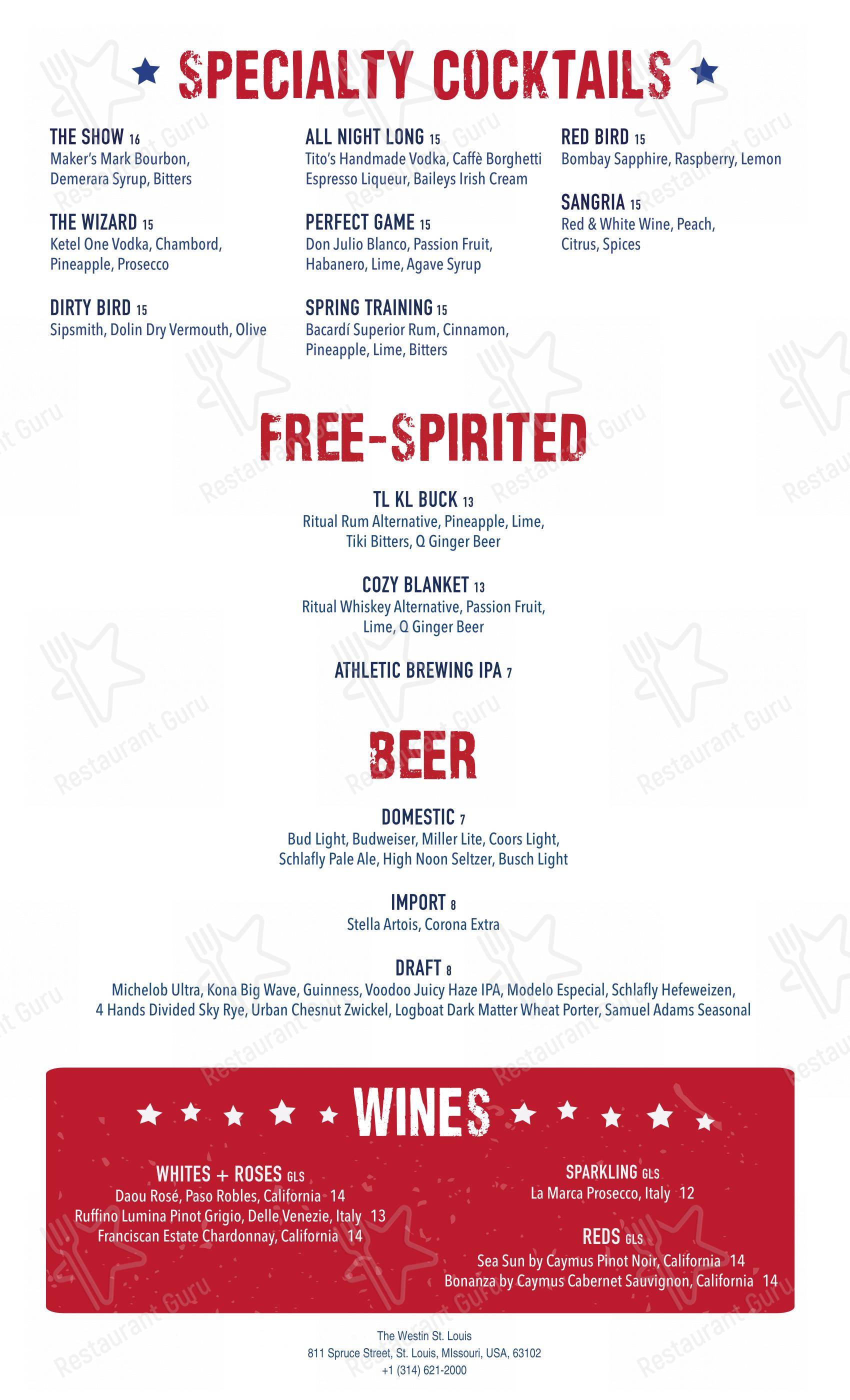 Menu at Clark Street Taphouse & Grill restaurant, St. Louis, 811 Spruce St