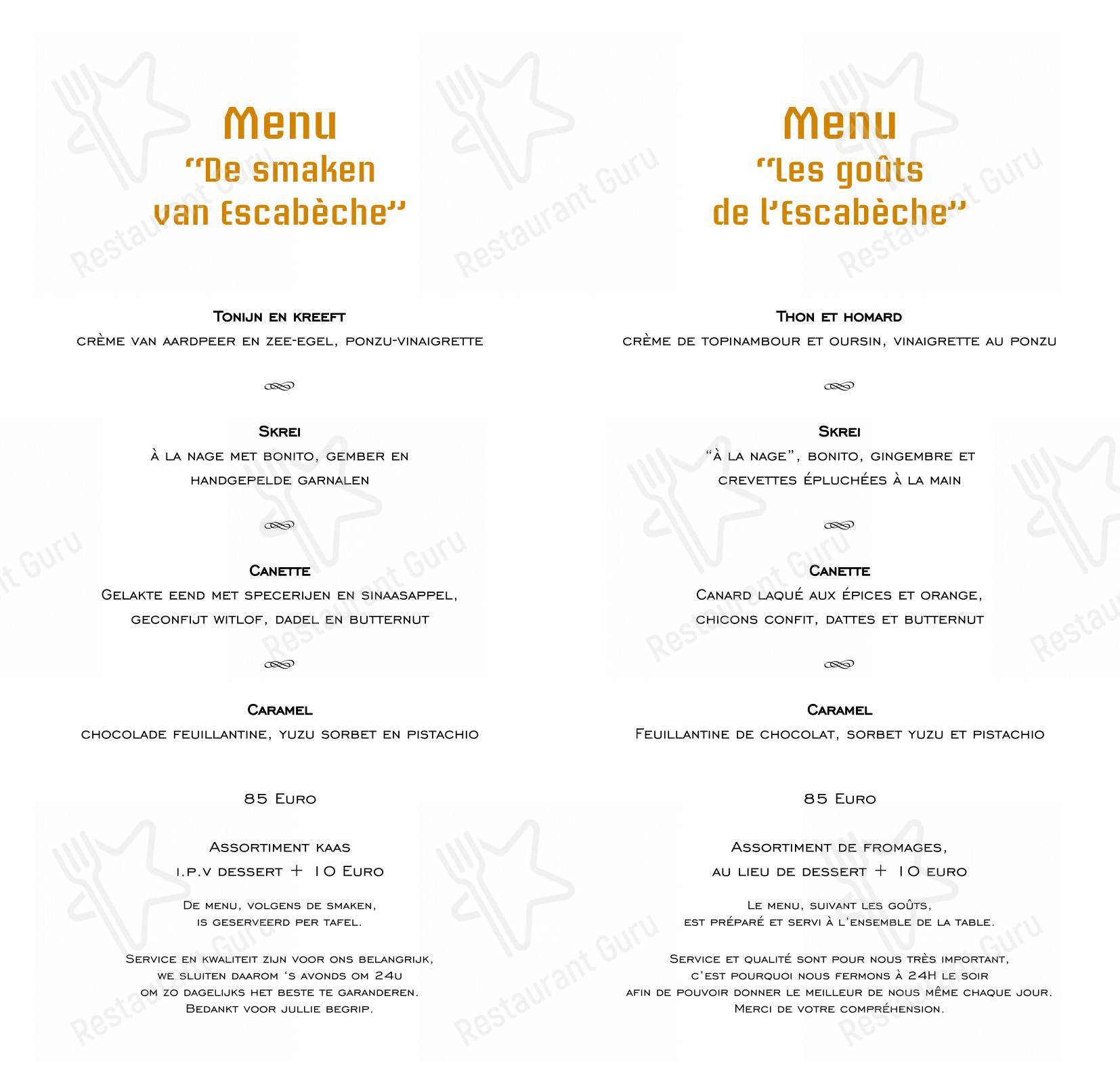 Menu au Escabeche, Knocke-Heist