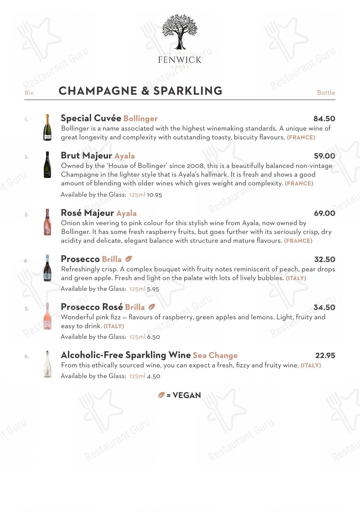 Menu at Fenwick Hotel pub & bar, Fenwick