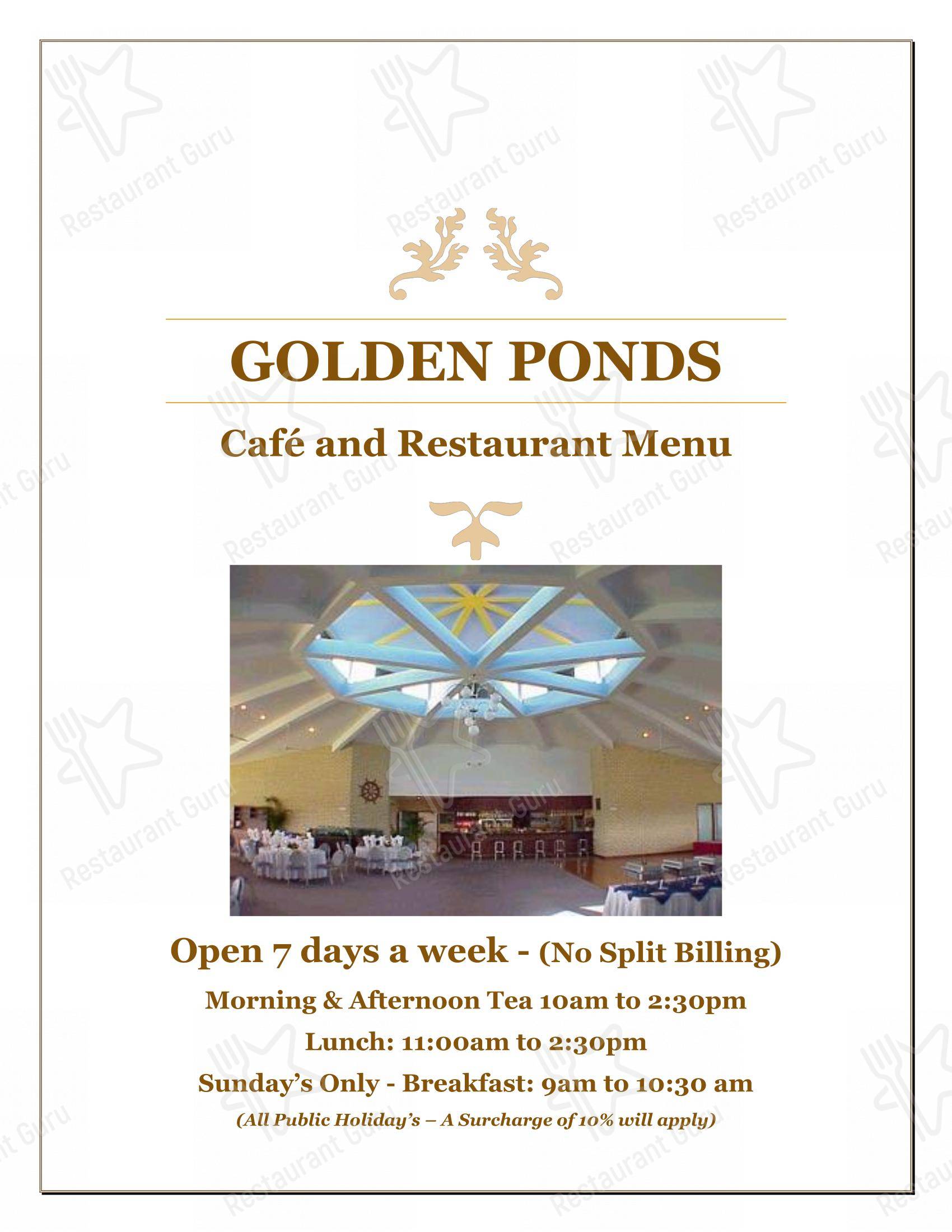 Menu at Golden Ponds pub & bar, Baldivis