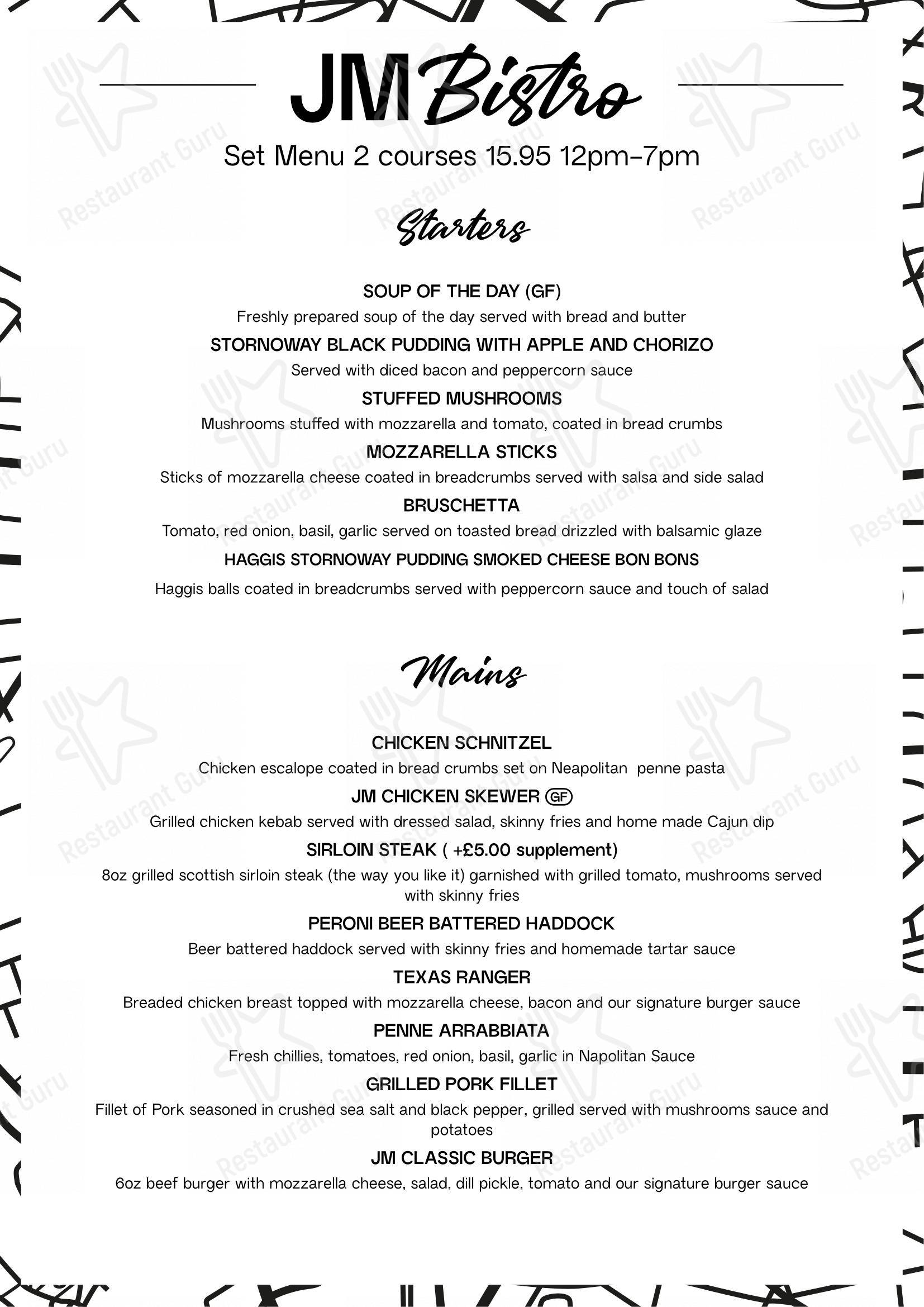 Menu at Jist Misto restaurant, Glasgow