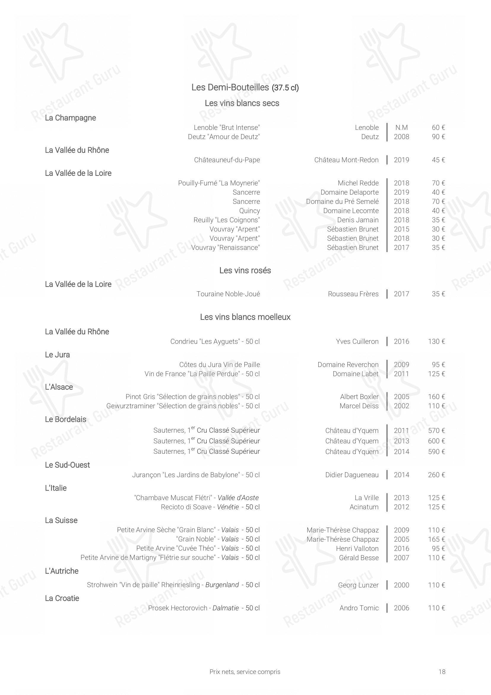 Menu au La Maison Carrier restaurant, Chamonix-Mont-Blanc