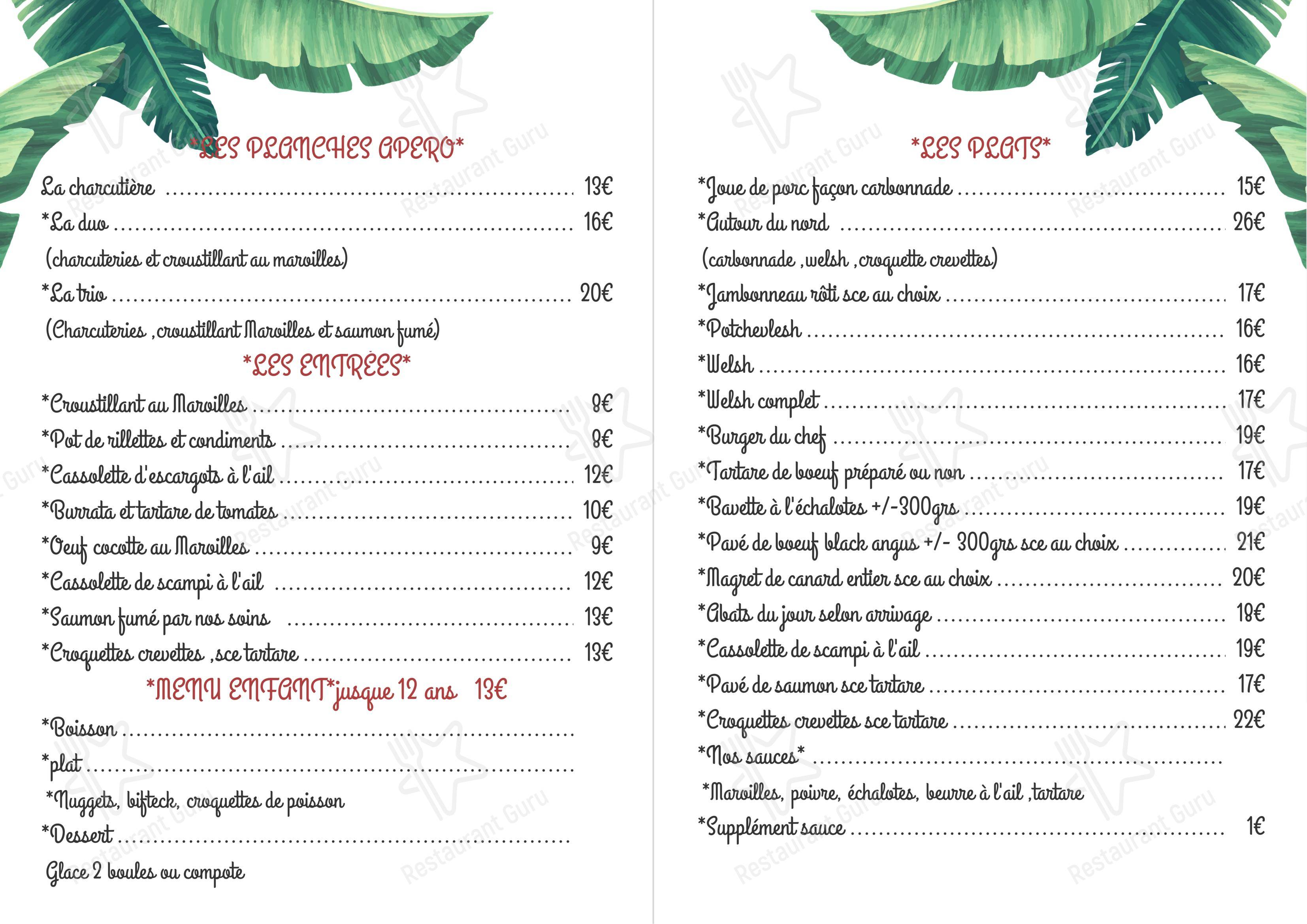 Menu at Le Sacha restaurant, Férin, 664 Rte nationale