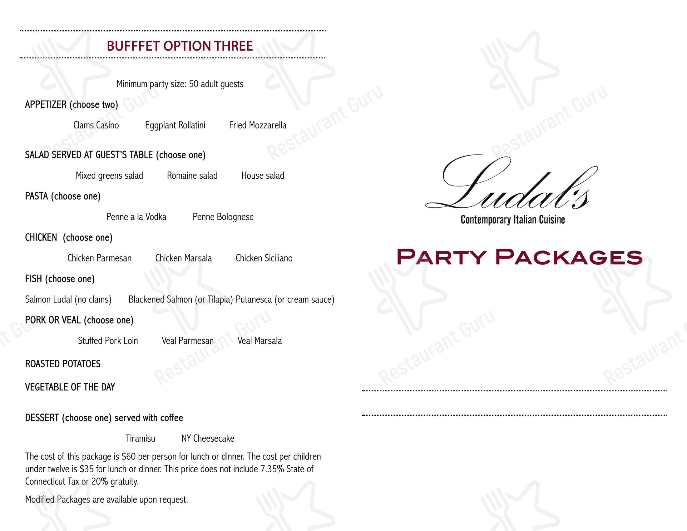 Menu at Ludal's Italian Restaurant, North Haven