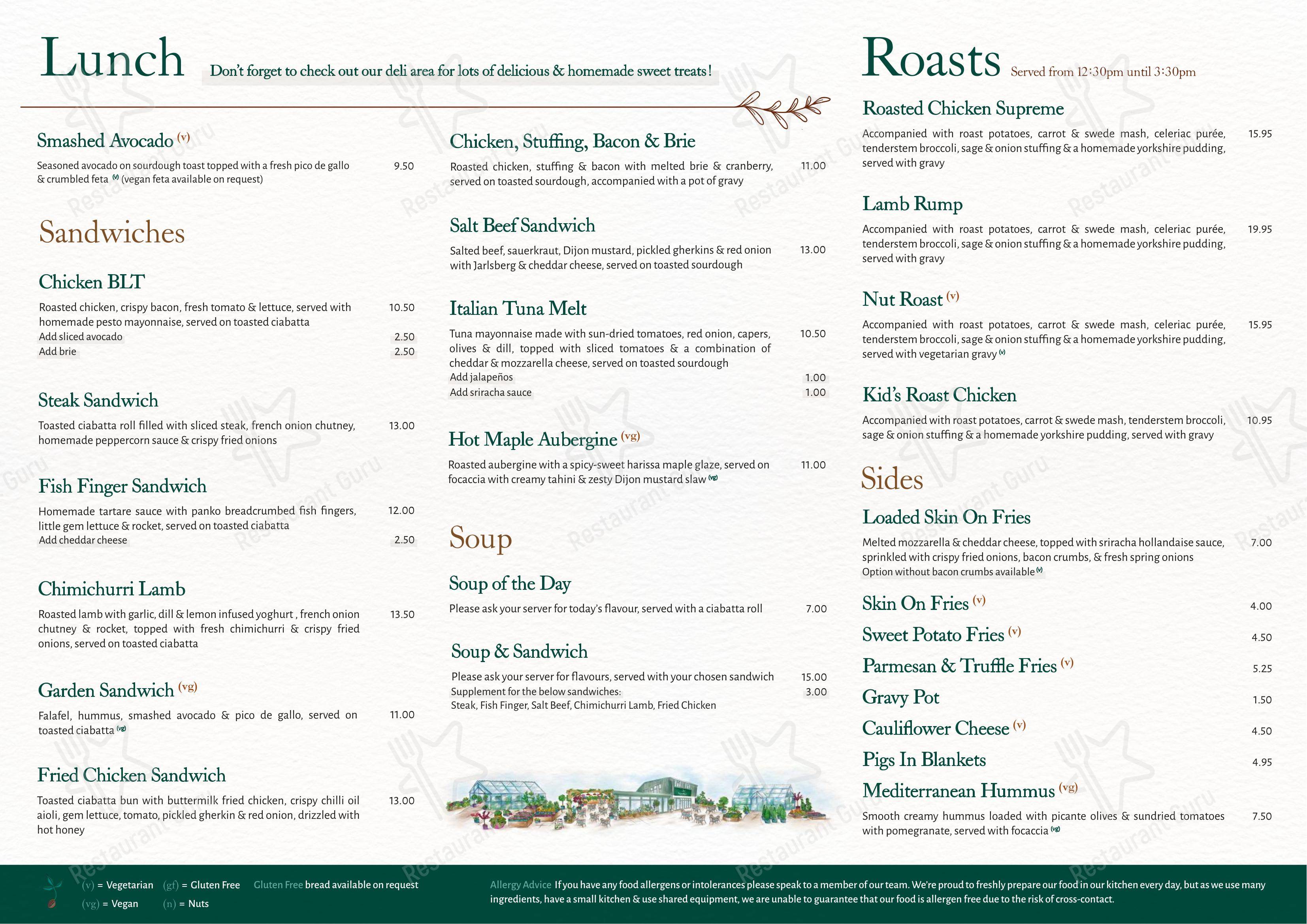 Menu at Sprout Kitchen Garden cafe, Ellesmere Port