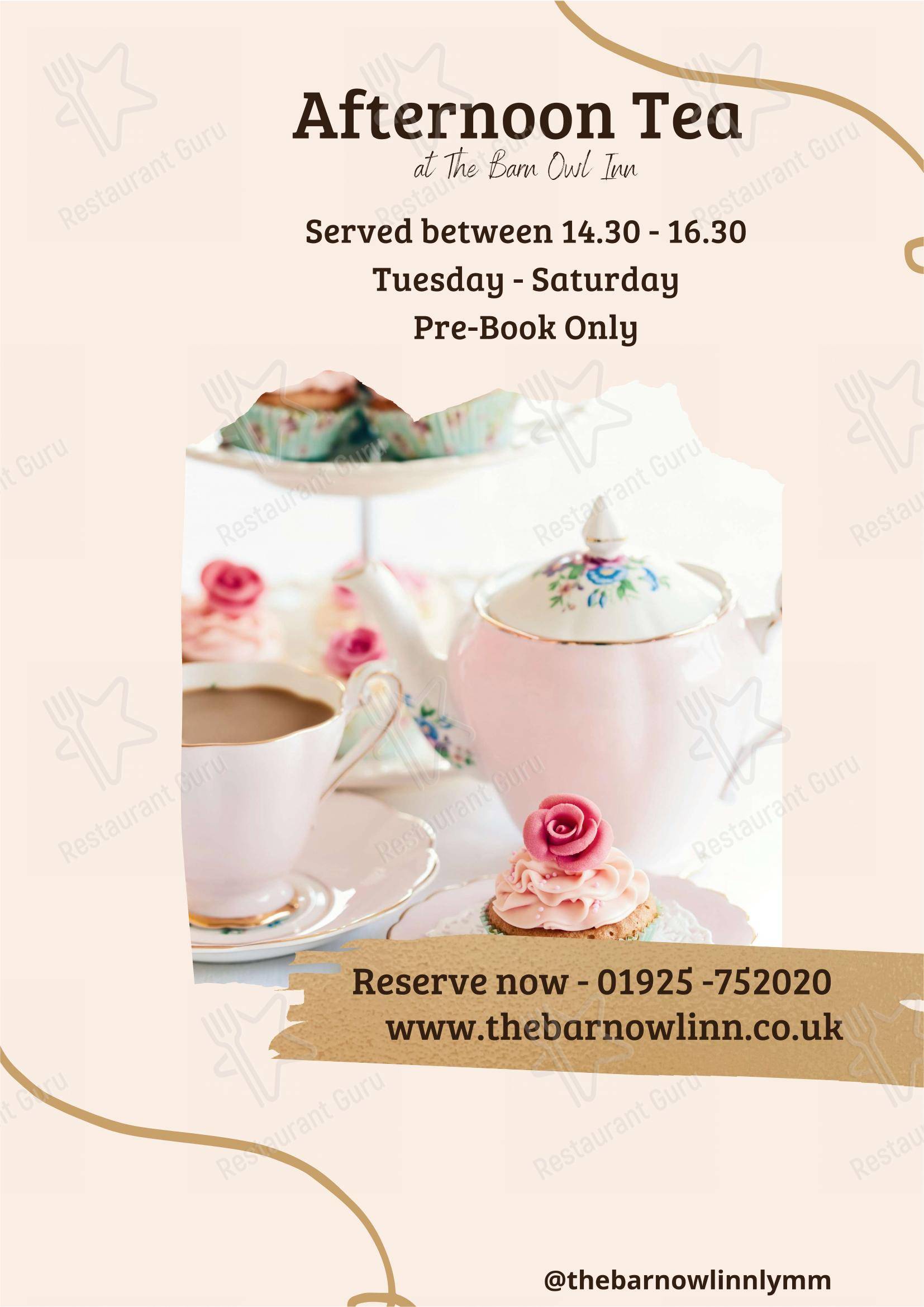 Menu at The Barn Owl Inn, Lymm, Warrington Ln