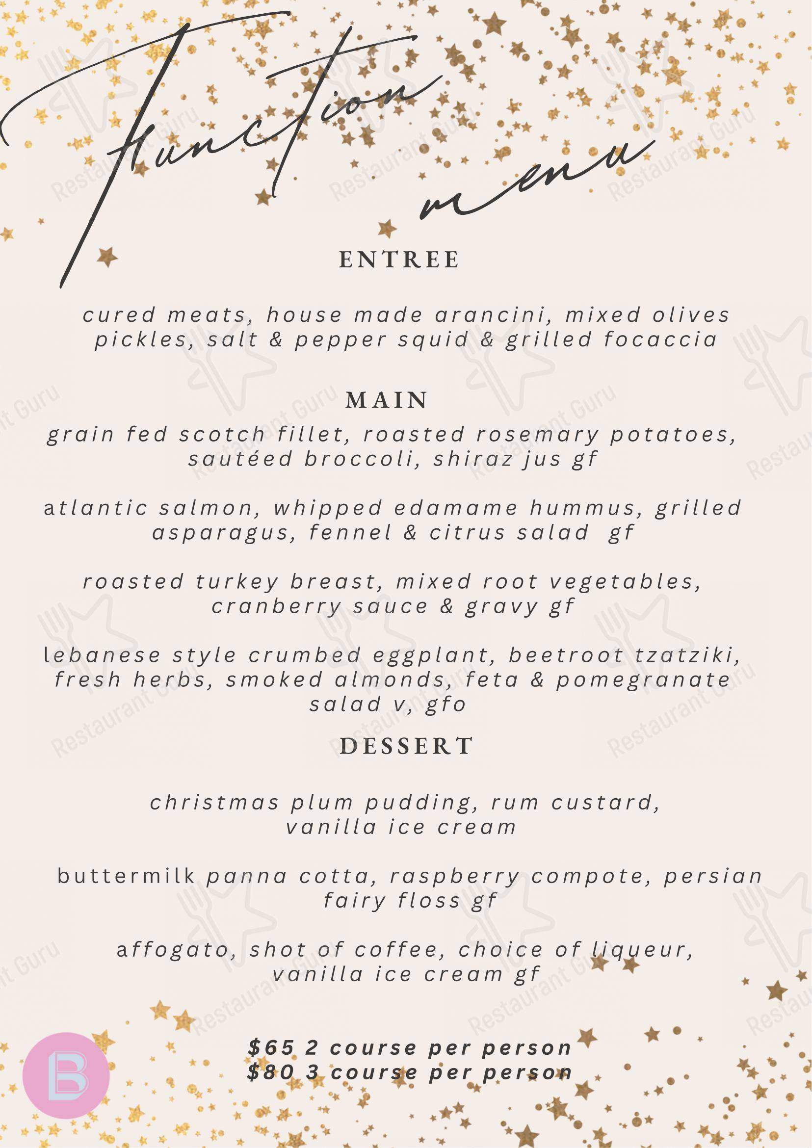 Menu at The Bath Hotel restaurant, Norwood