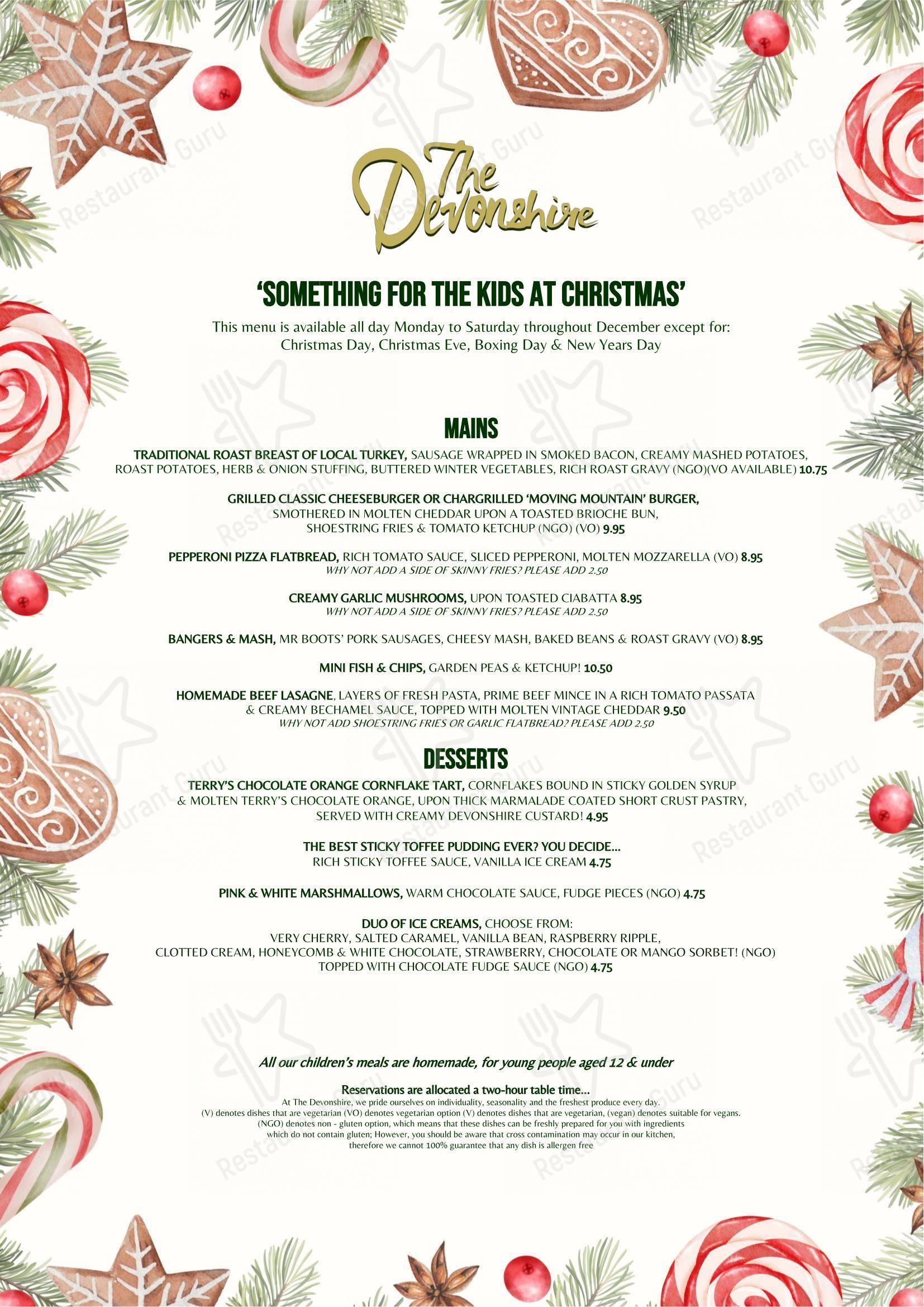 Menu at The Devonshire pub & bar, Nether Langwith, Rectory Rd