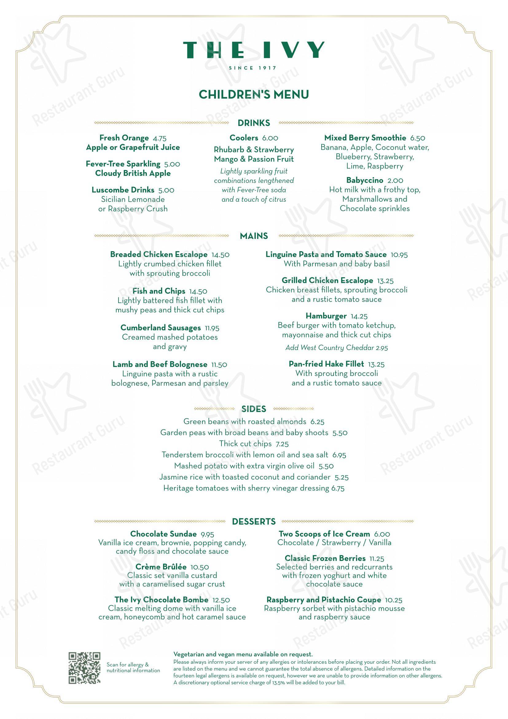 Menu at The Ivy Montpellier Brasserie Cheltenham restaurant, Cheltenham