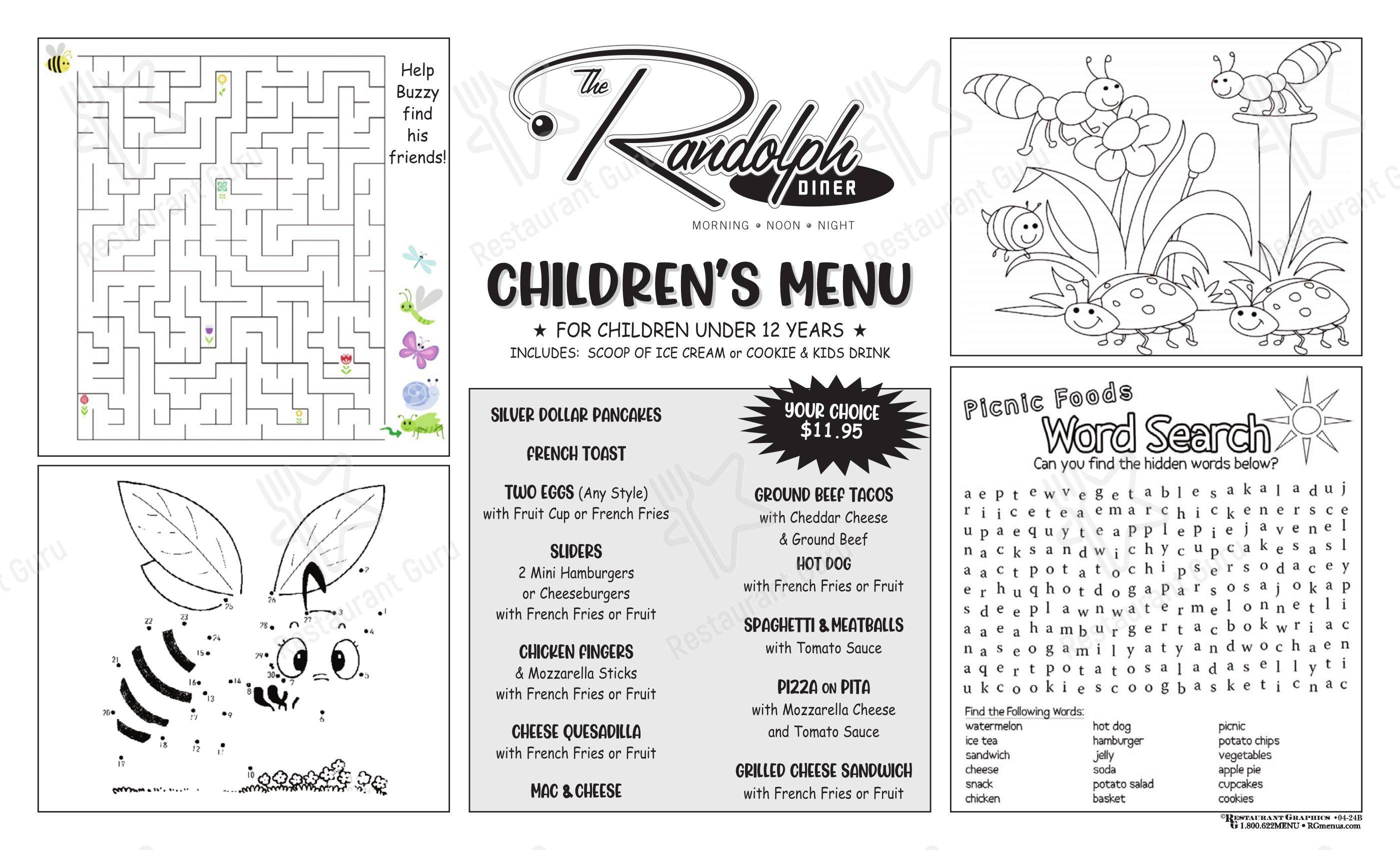 Menu at The Randolph Diner Bar & Grill, Randolph, 517 NJ-10