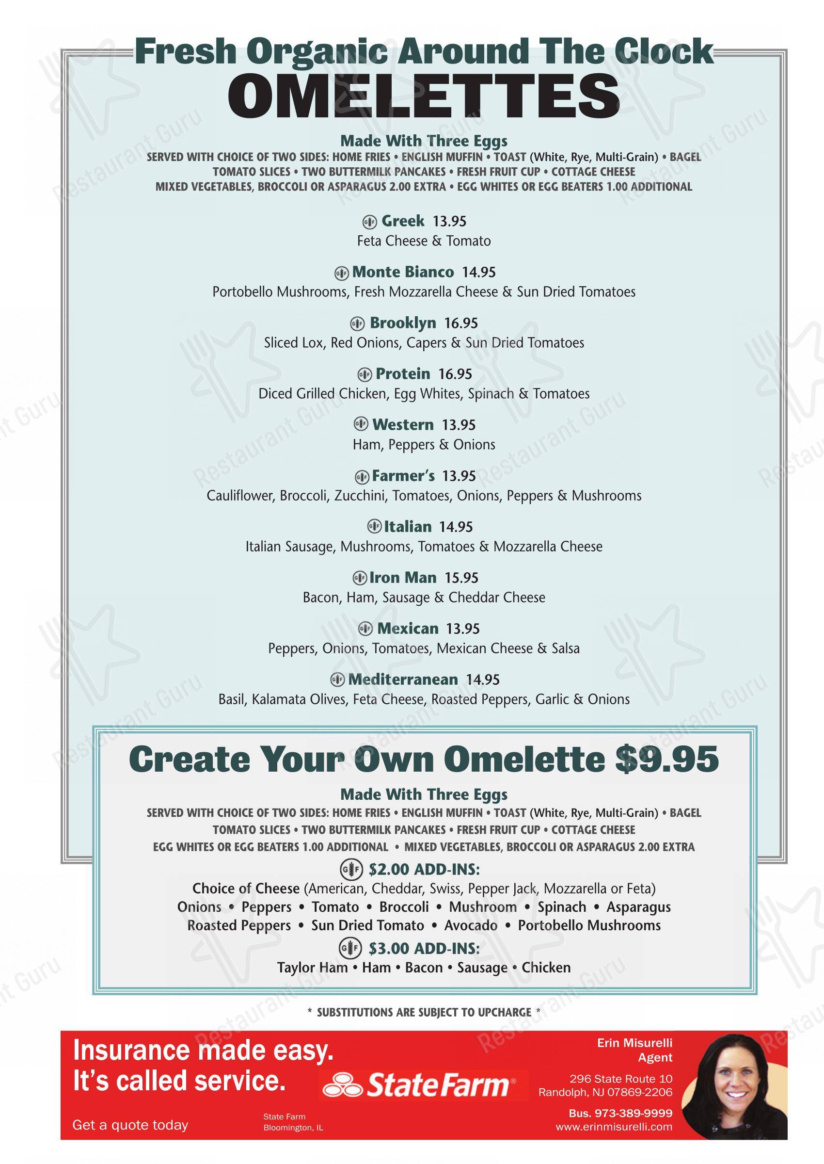 Menu at The Randolph Diner Bar & Grill, Randolph, 517 NJ-10