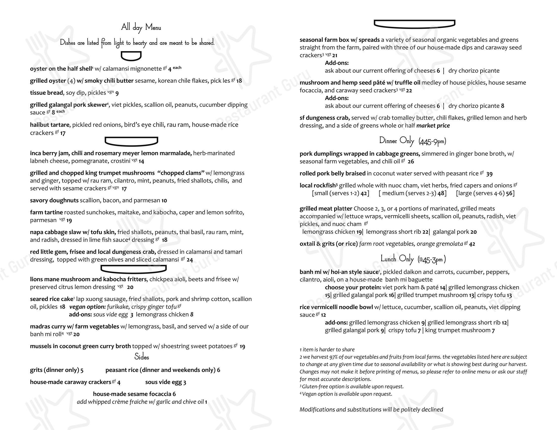Carta de Top Hatters Kitchen and Bar, San Leandro