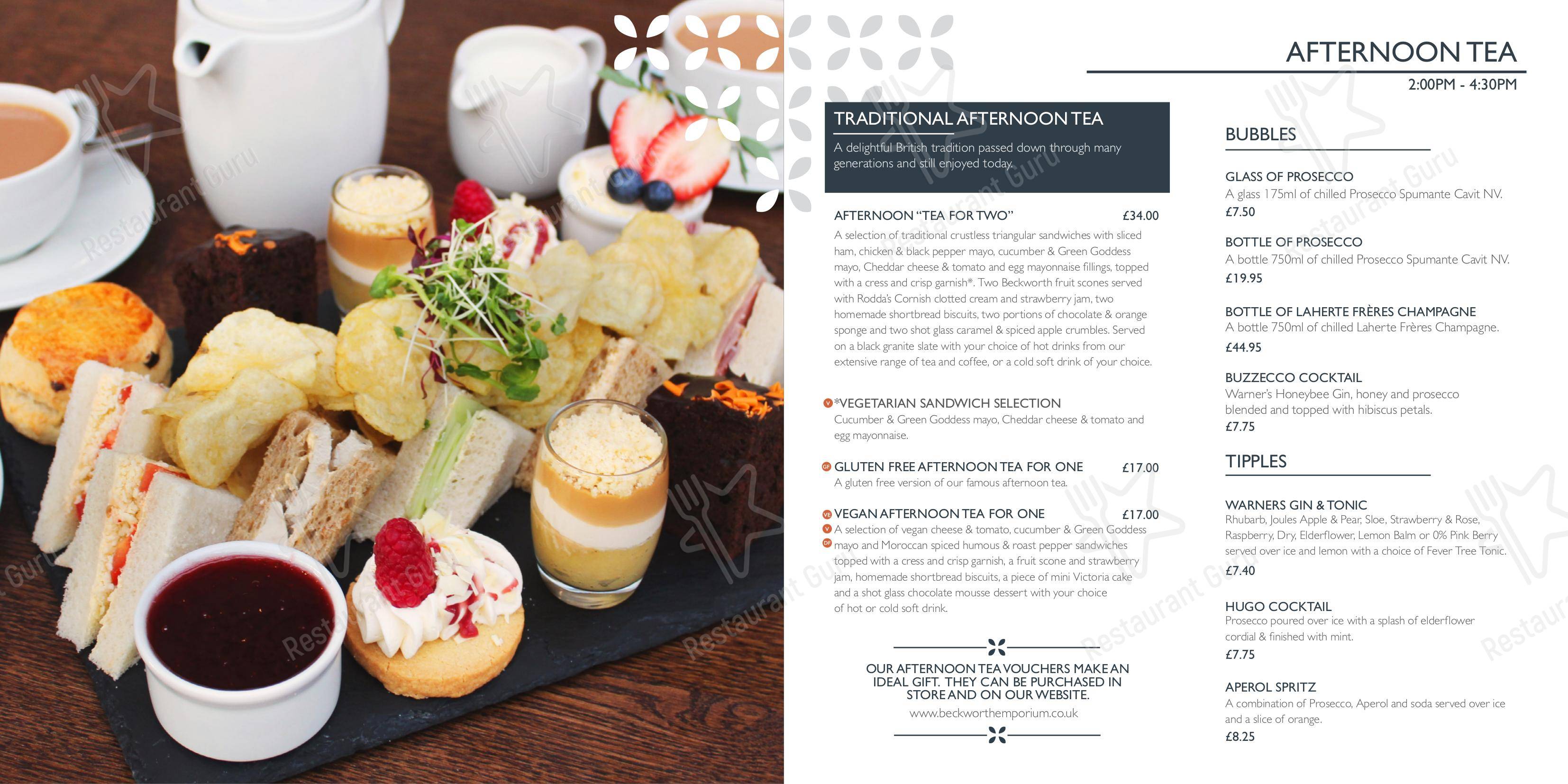 Menu at Beckworth Emporium restaurant, Mears Ashby