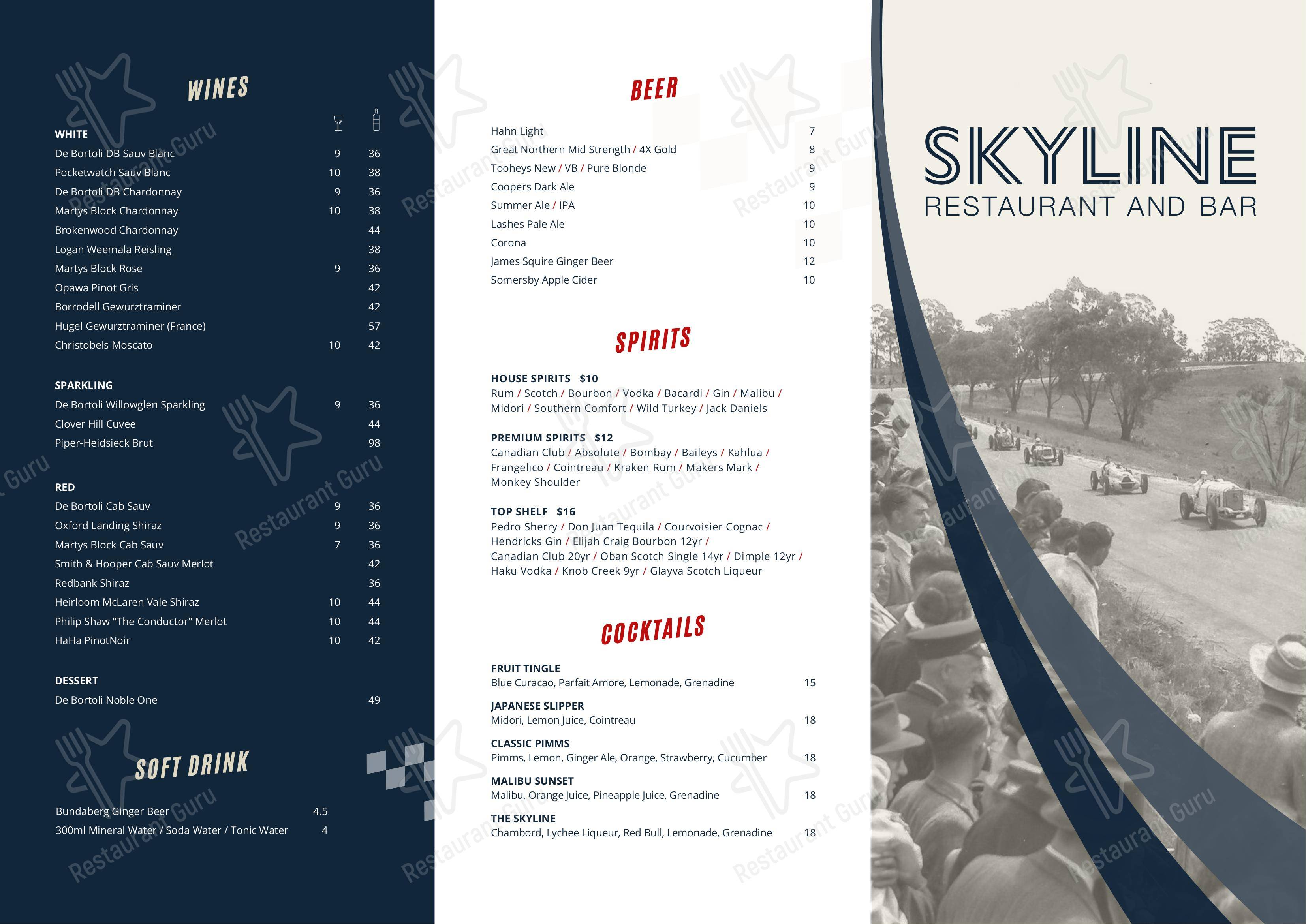 Menu at Skyline Restaurant and Bar, Bathurst