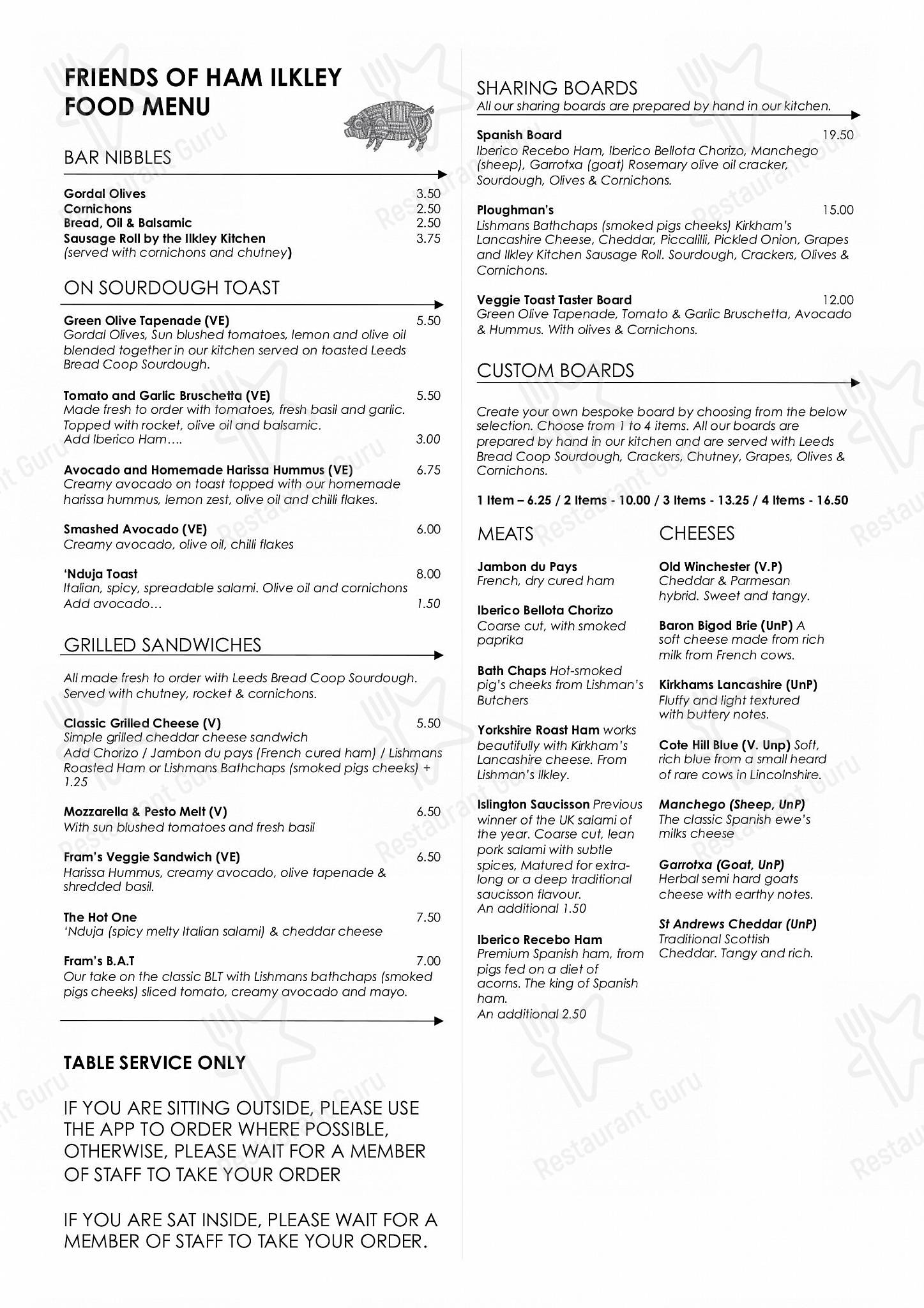 Menu at Friends of Ham pub & bar, Ilkley