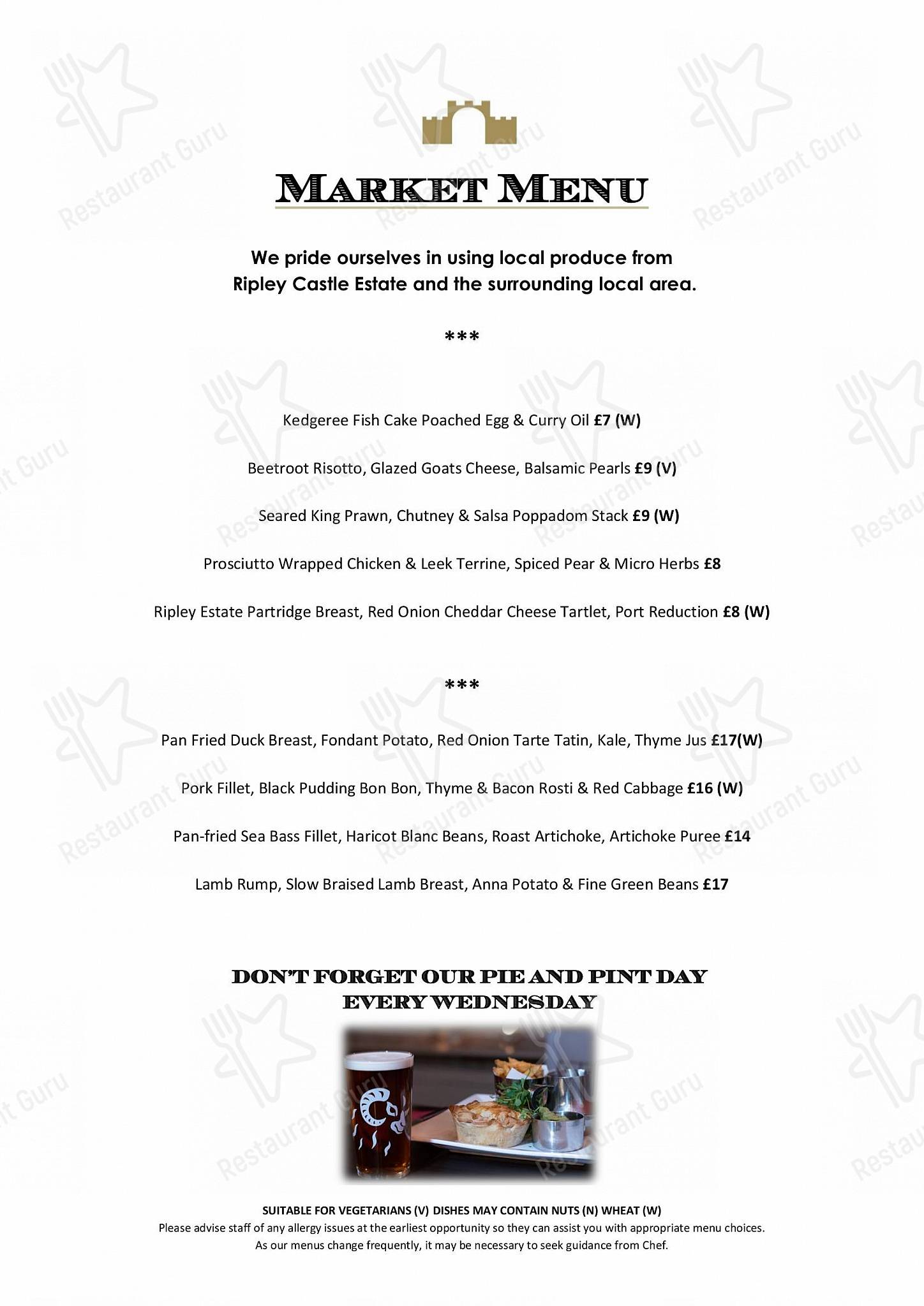 Menu at The Boar's Head pub & bar, Harrogate