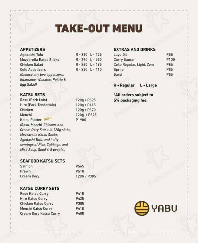 Carta del restaurante Yabu: House of Katsu Ayala Feliz, Pasig, J39V+WVC