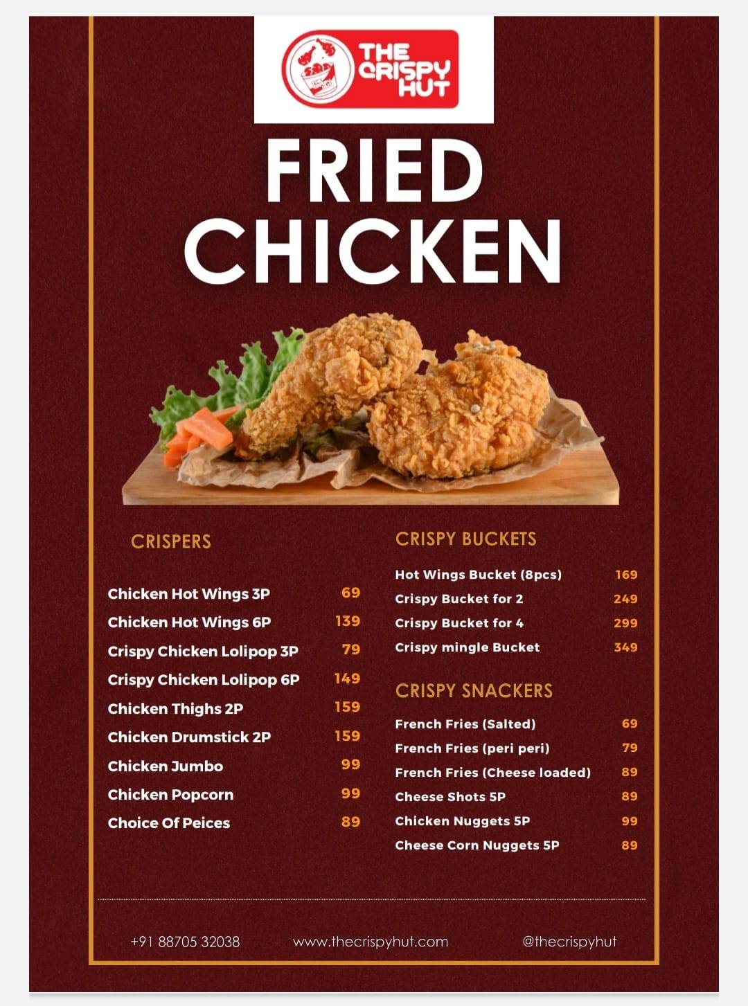 Menu at the crispy hut, Hosur