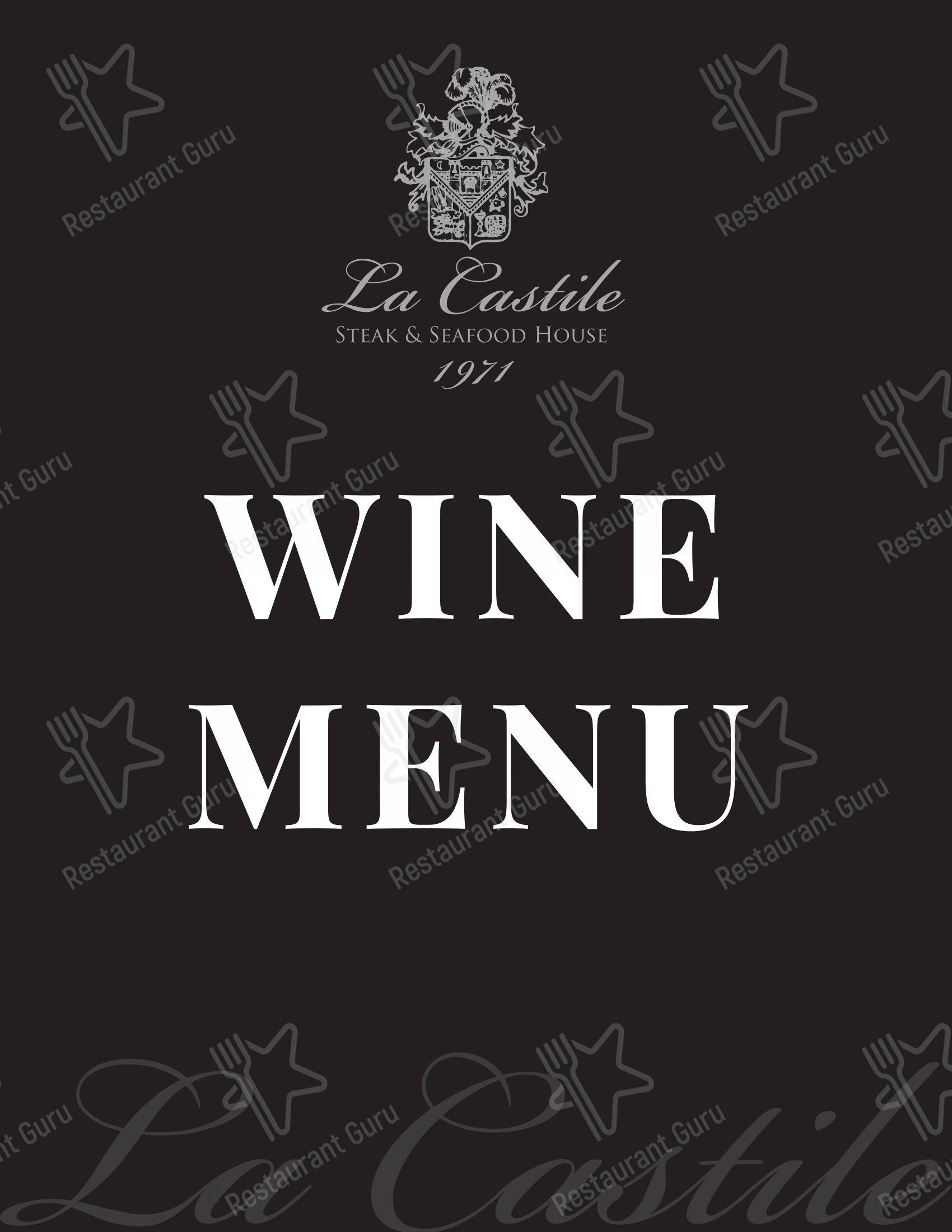 Menu at La Castile steakhouse, Mississauga