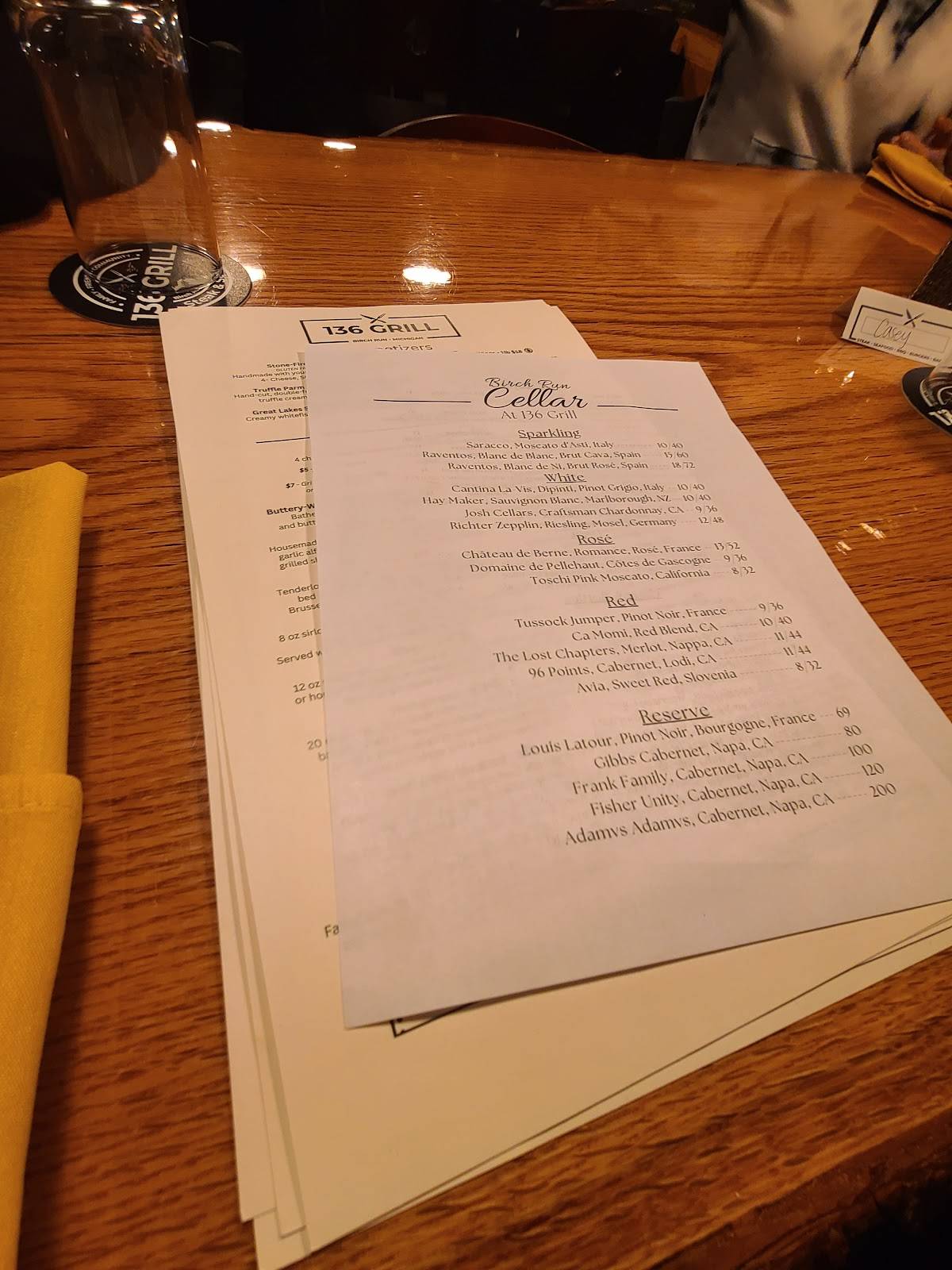 Menu at 136 Center & Grill pub & bar, Birch Run